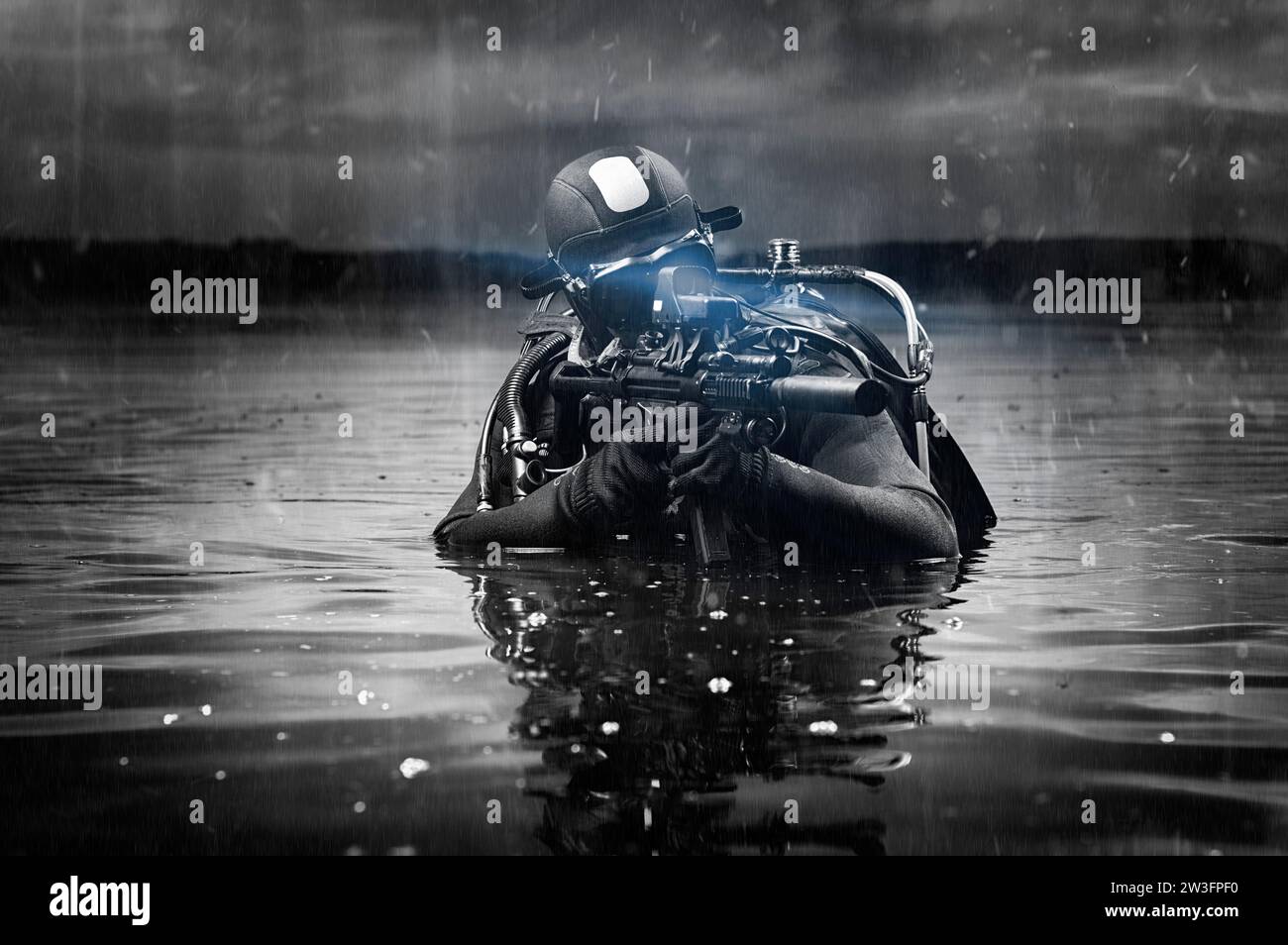 Trained commander of the Marines emerged with a scuba gear and moves to ...