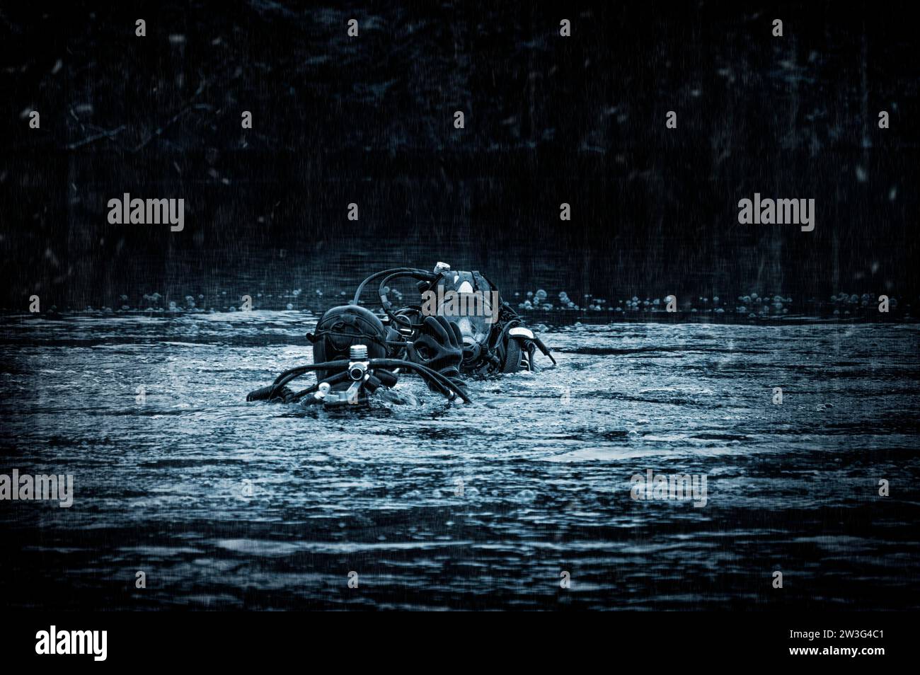 Two special forces scuba divers show each other the ok sign while ...