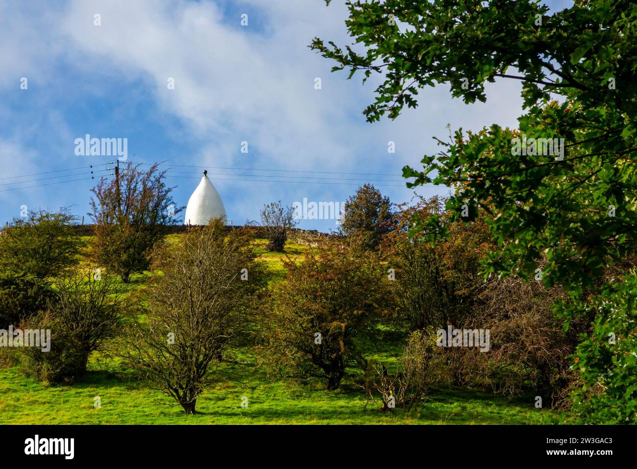 View of White Nancy a structure overlooking Bollington in Cheshire ...