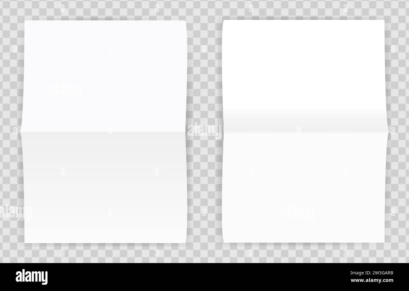 Set of rectangular curved paper on transparent background illustration ...