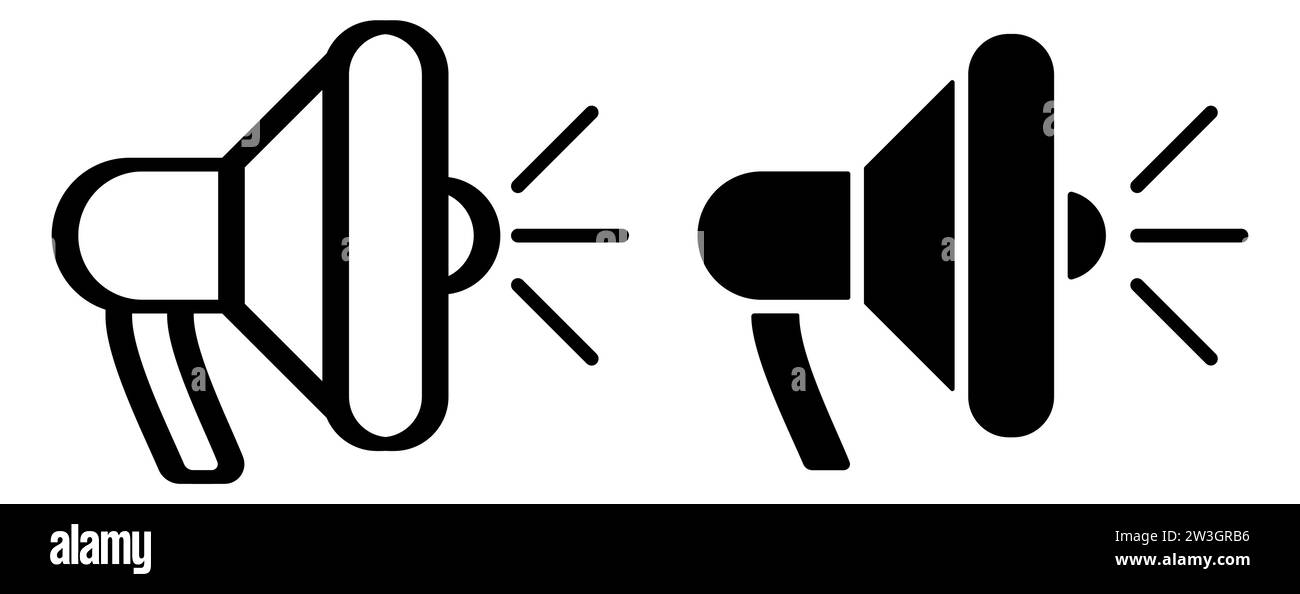 Set of loudspeakers illustration. Horn, volume, signal, megaphone ...