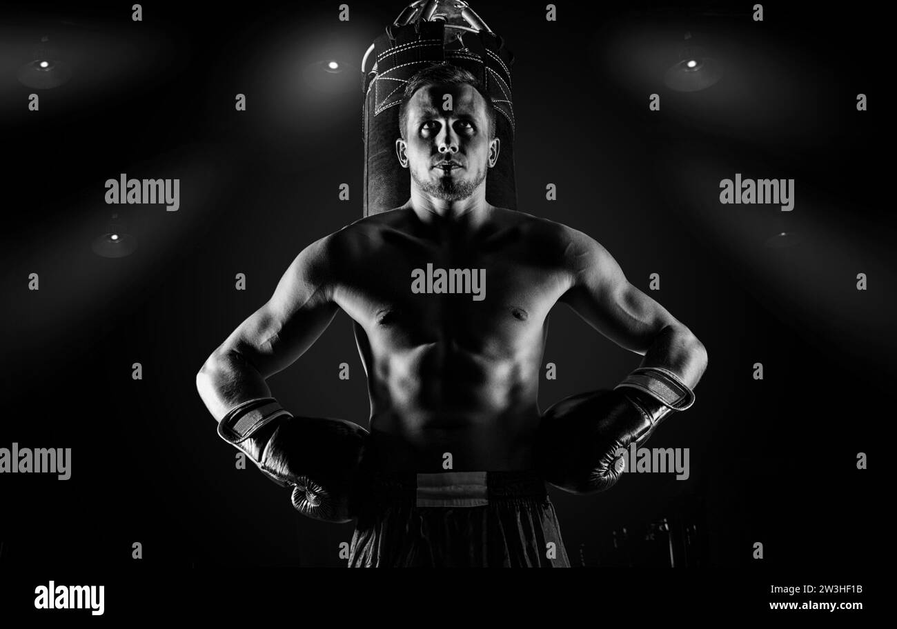 Professional sportsman of mixed martial arts stands after the fight won ...