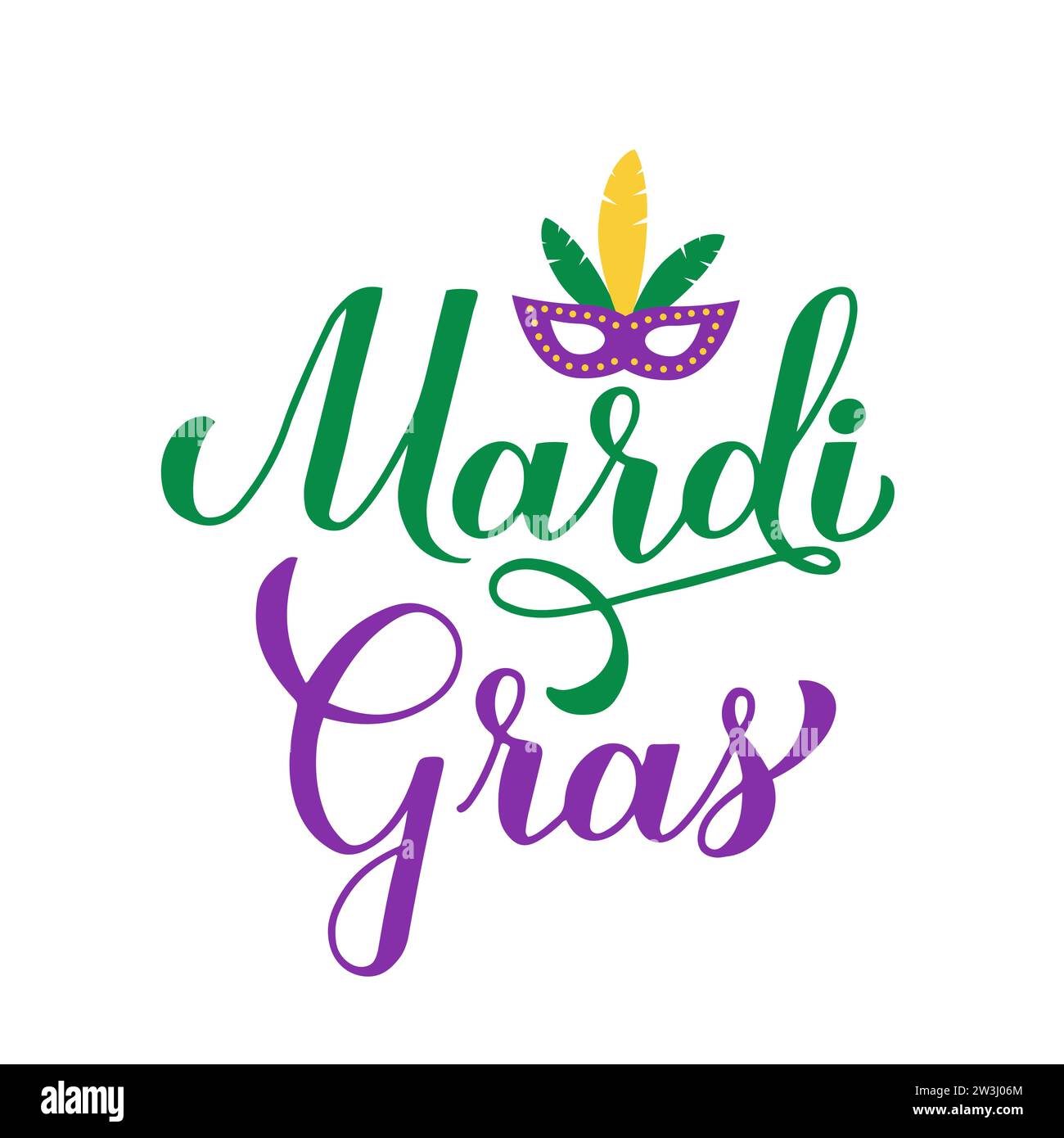 Mardi Gras calligraphy hand lettering. Fat Tuesday traditional carnival ...
