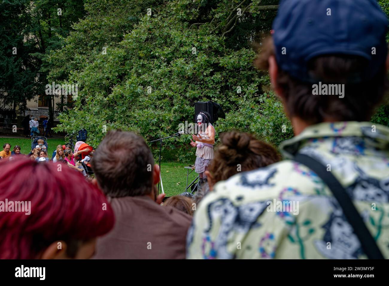 Captivating moment inside a bustling crowd, mesmerized by a vibrant ...