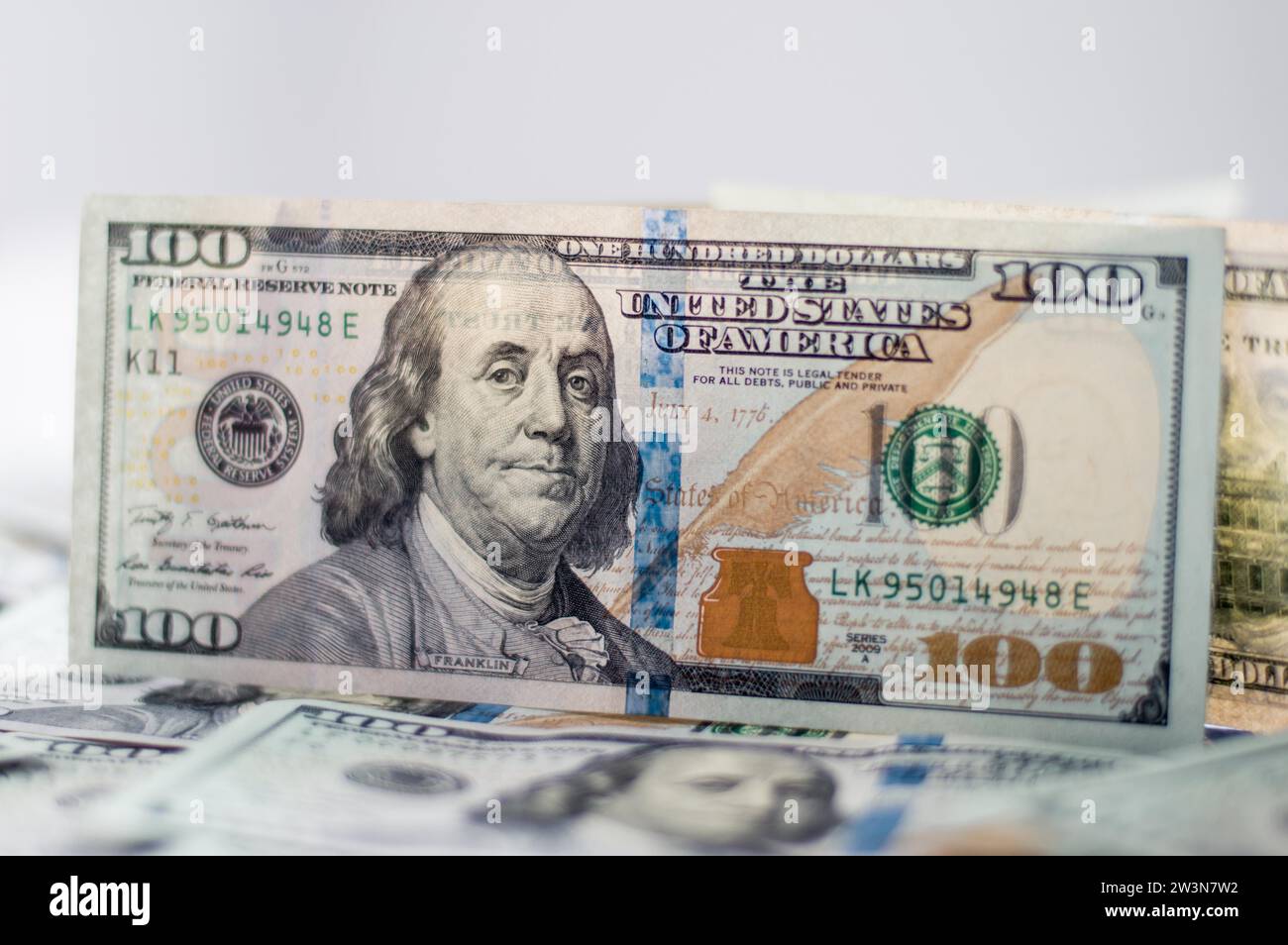 Hundred dollar bills. American dollars in cash. Cash one hundred dollar ...