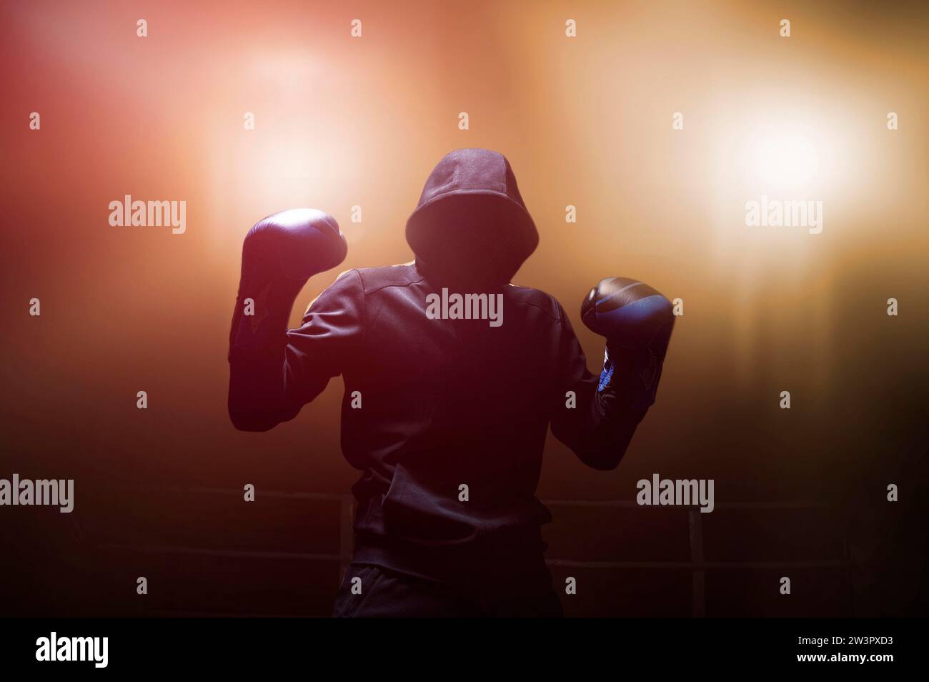 Fighter without a face is standing with his hands up. The concept of ...