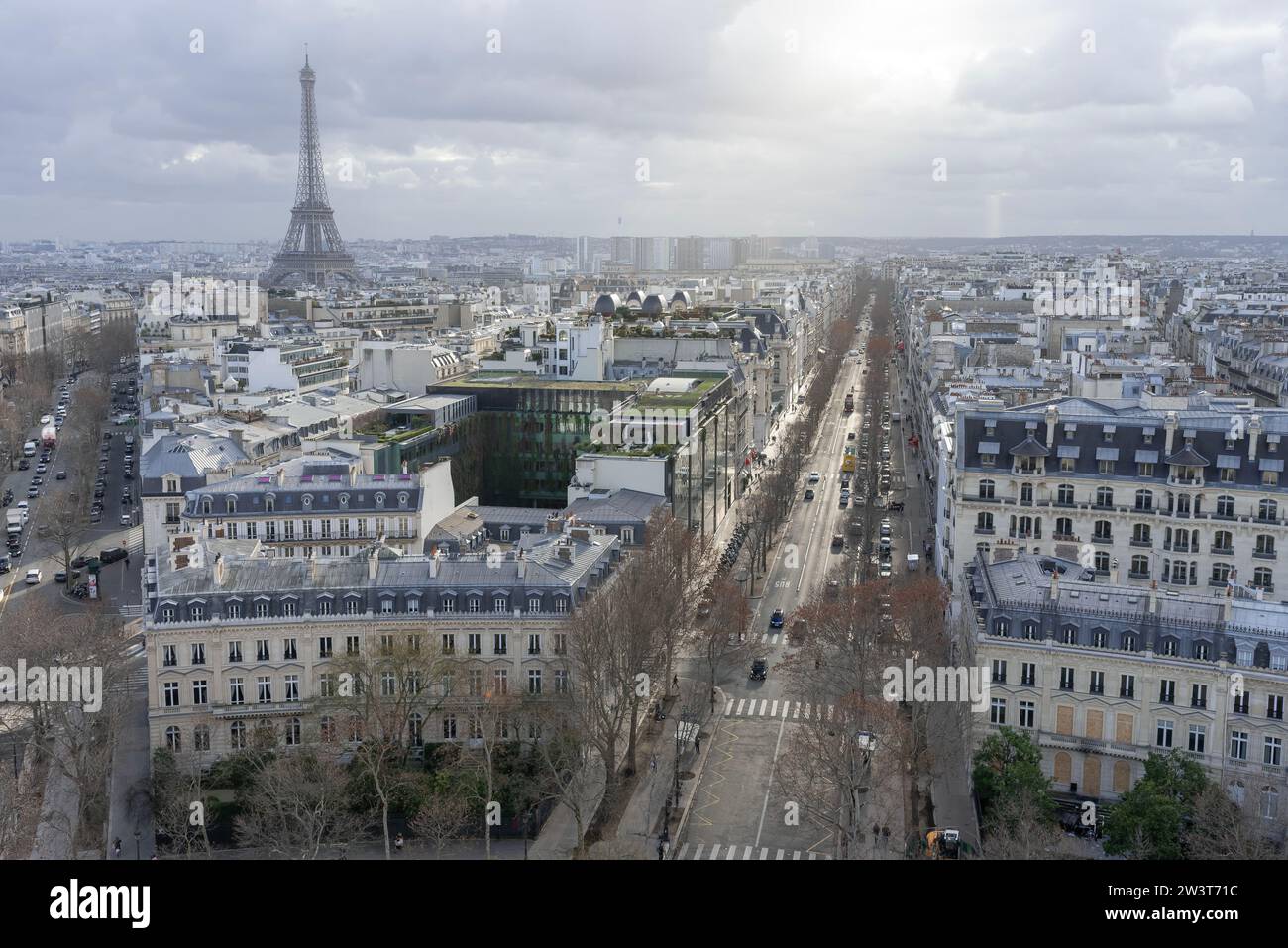 Paris, France - View of Paris from the triumphal arch. You can see two ...