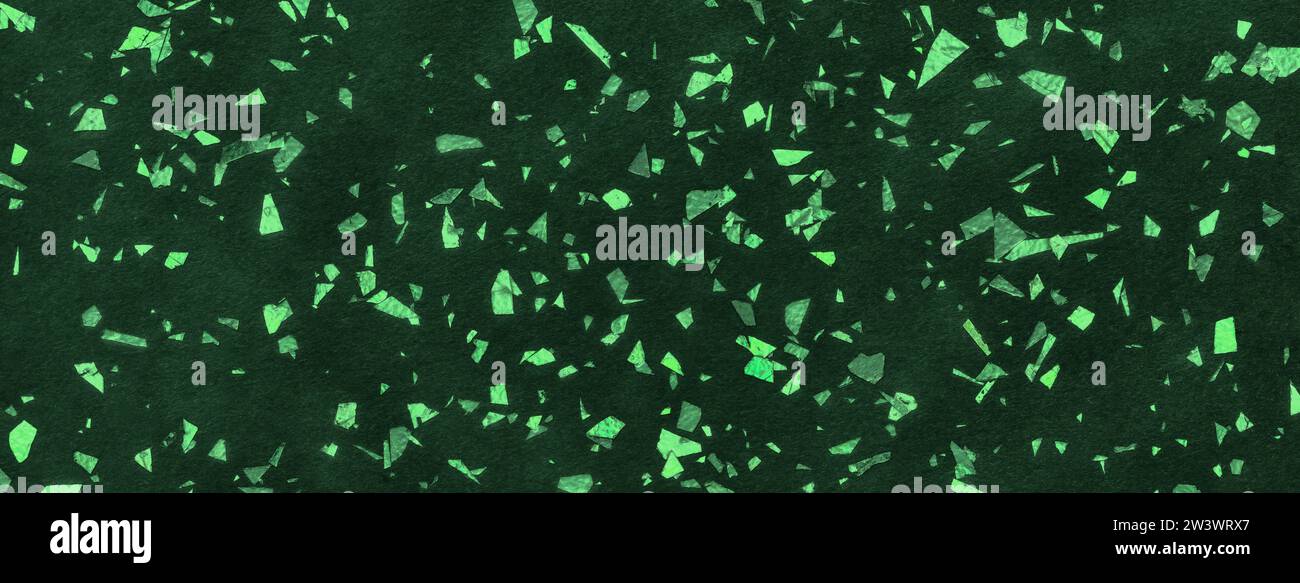 Dark green sparkling background from small foil sequins, closeup ...