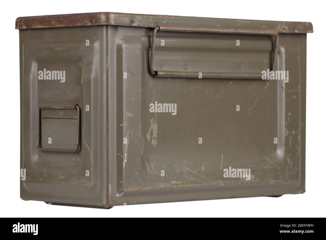 US army green metal .50 cal ammo can isolated on white background Stock Photo - Alamy