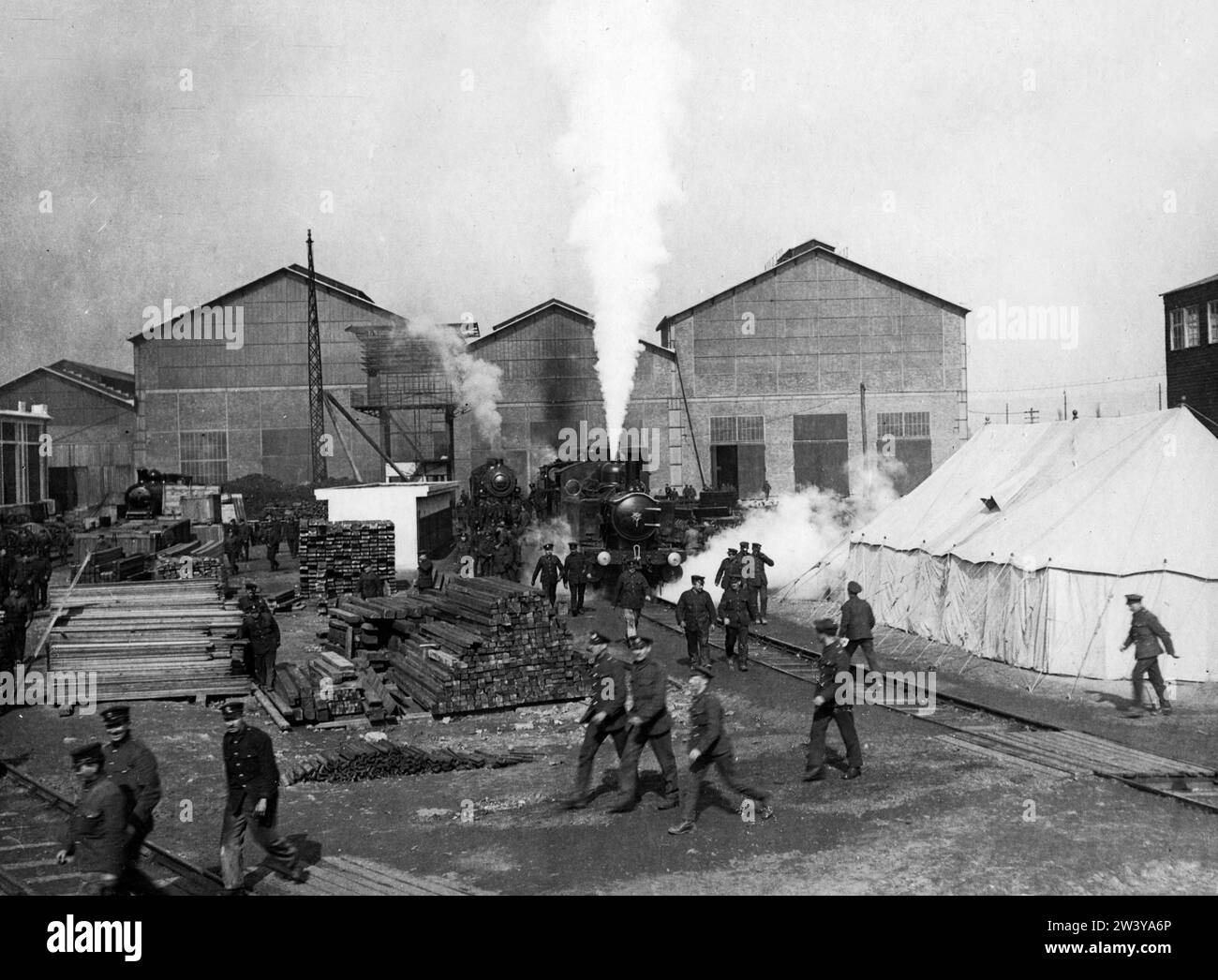 Official photograph taken on the British Western Front showing steam ...