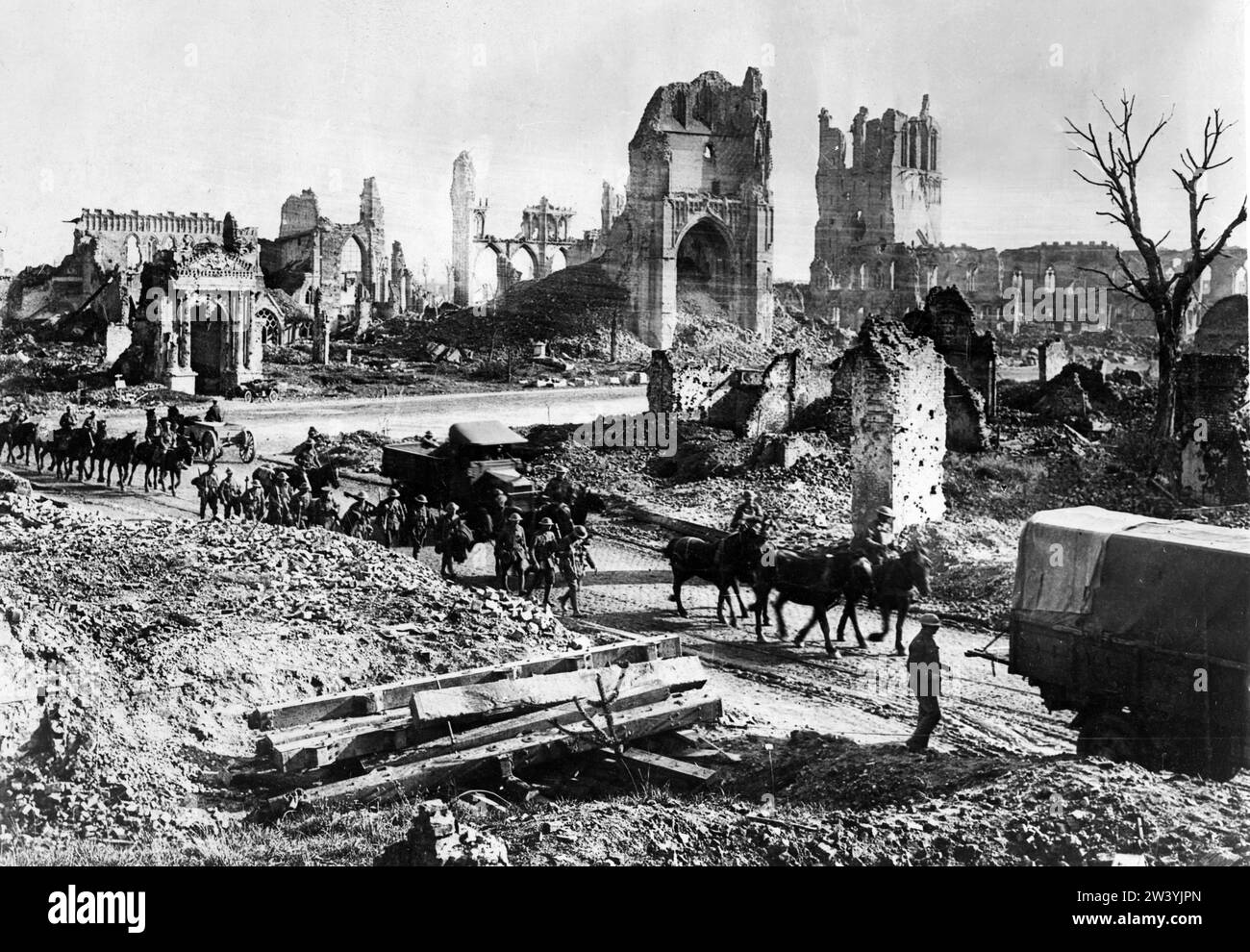 Official photograph taken on the British Western Front showing building ...
