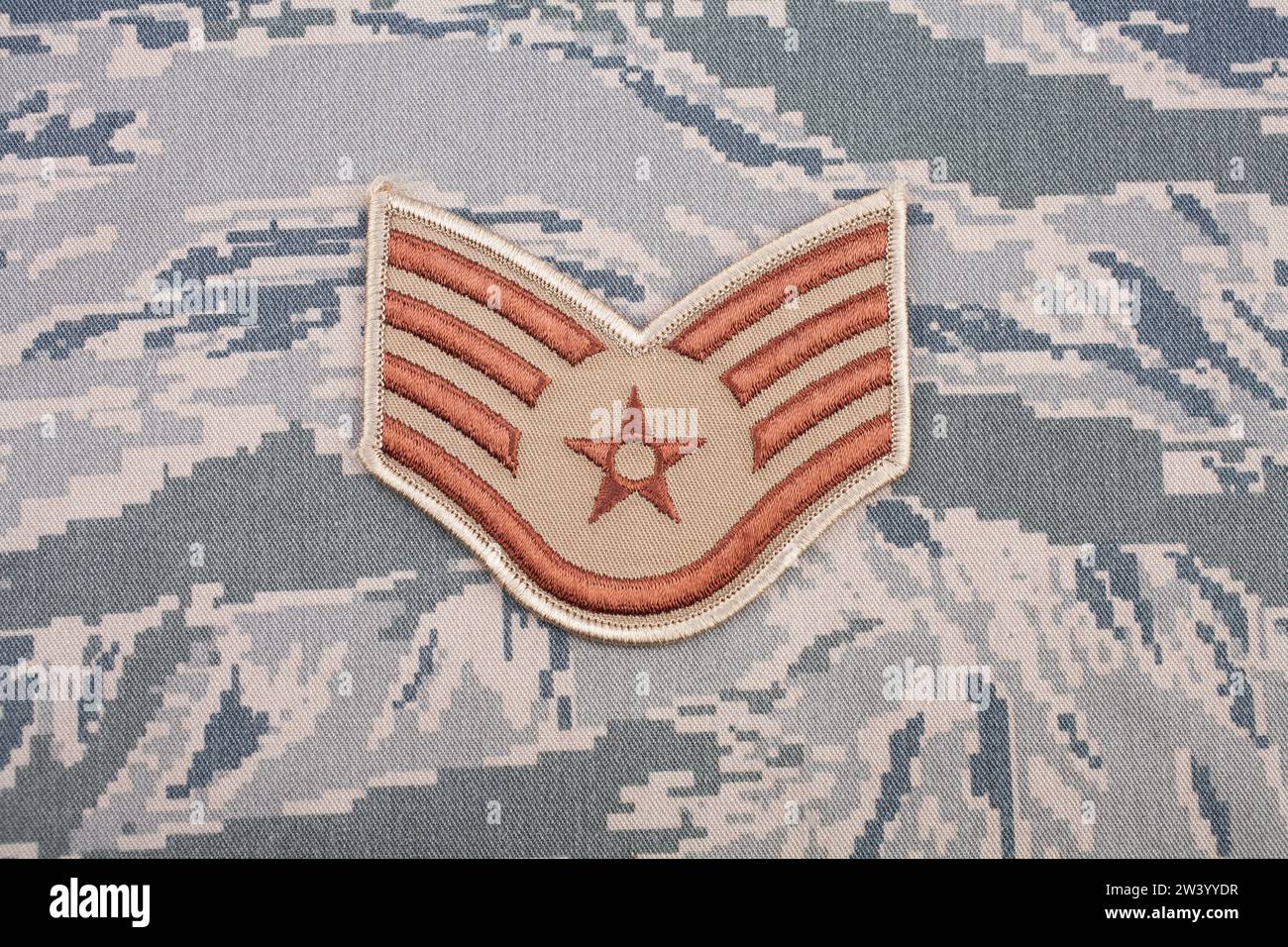 August 31, 2020. US AIR FORCE Staff Sergeant rank patch on digital ...