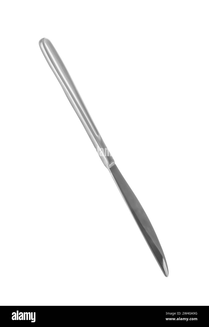 New clean shiny knife isolated on white Stock Photo - Alamy