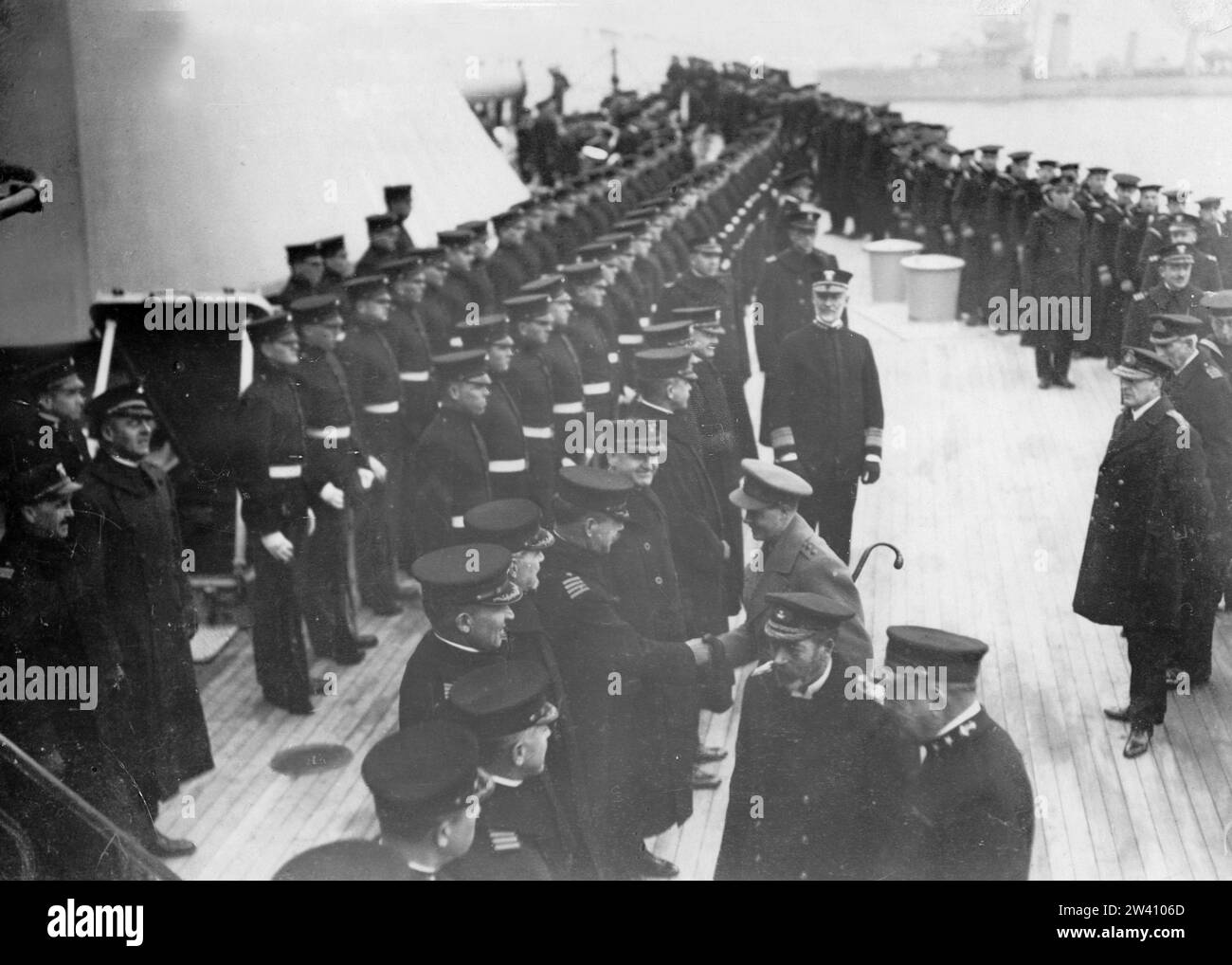 Official photograph showing sailors lined up on Navy ship Stock Photo ...