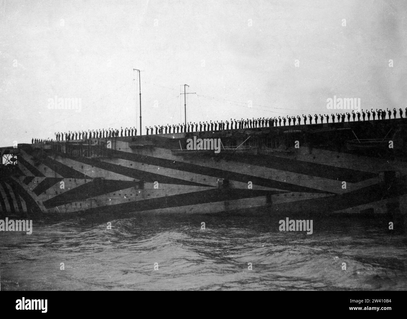 Official photograph showing sailors lined up on Navy ship Stock Photo ...