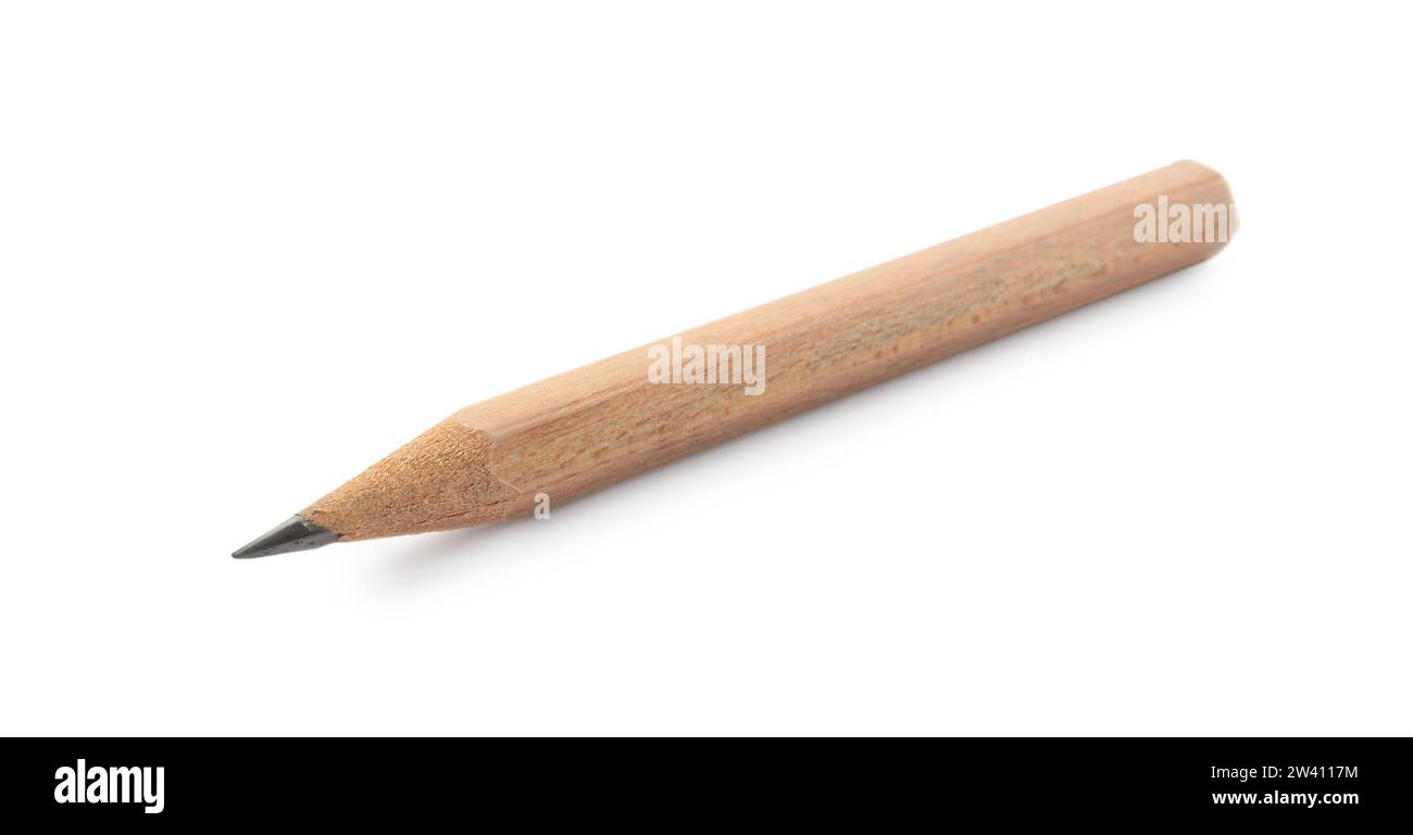 Sharp graphite pencil isolated on white. School stationery Stock Photo ...