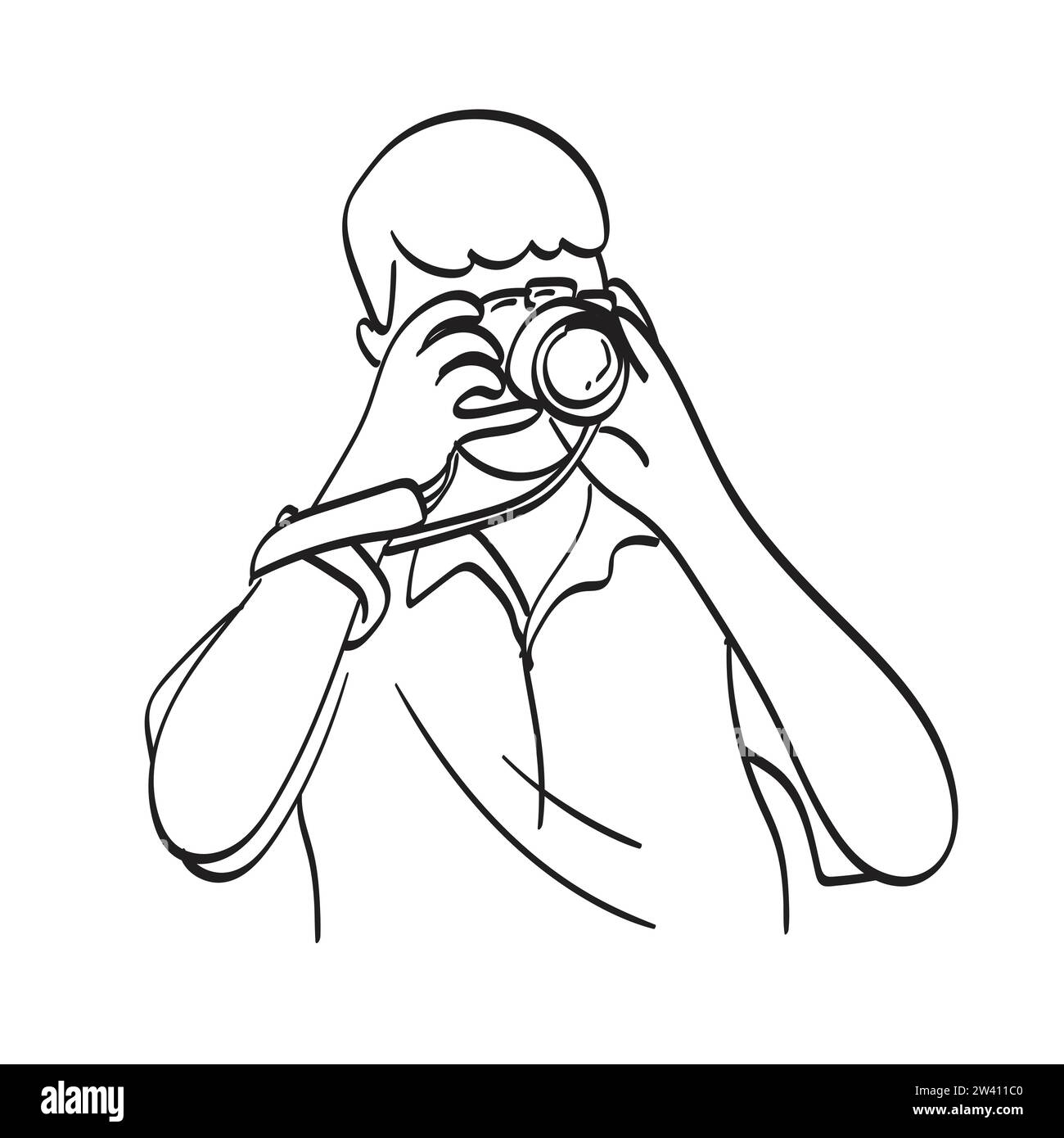 half length of man taking a photo with dslr camera illustration vector ...