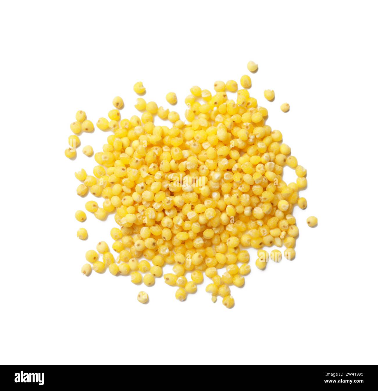 Pile of dry millet seeds isolated on white, top view Stock Photo - Alamy