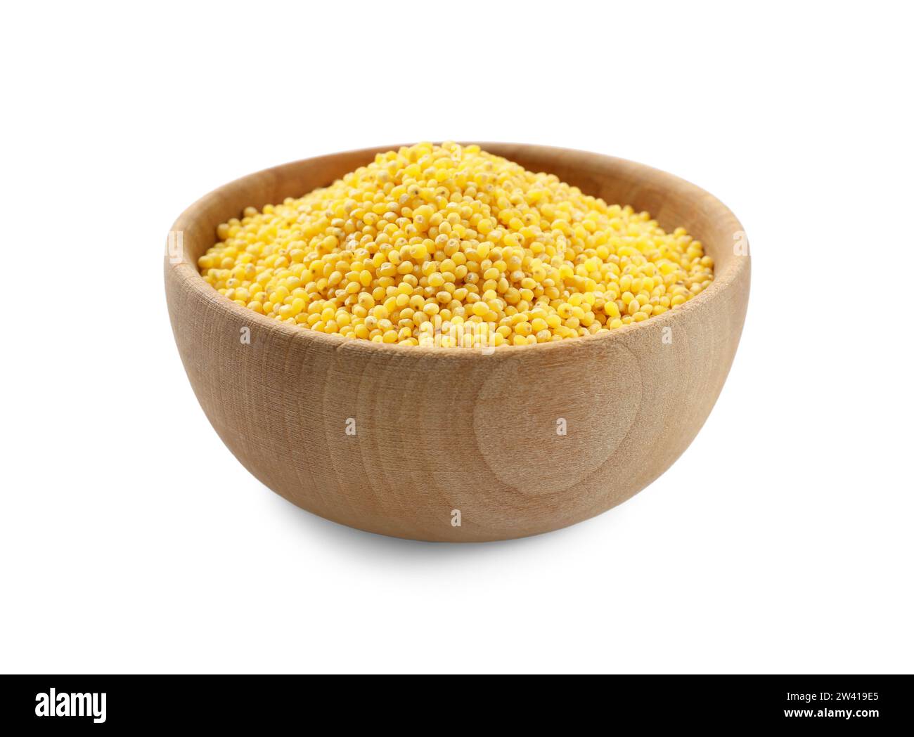 Dry millet seeds in bowl isolated on white Stock Photo - Alamy