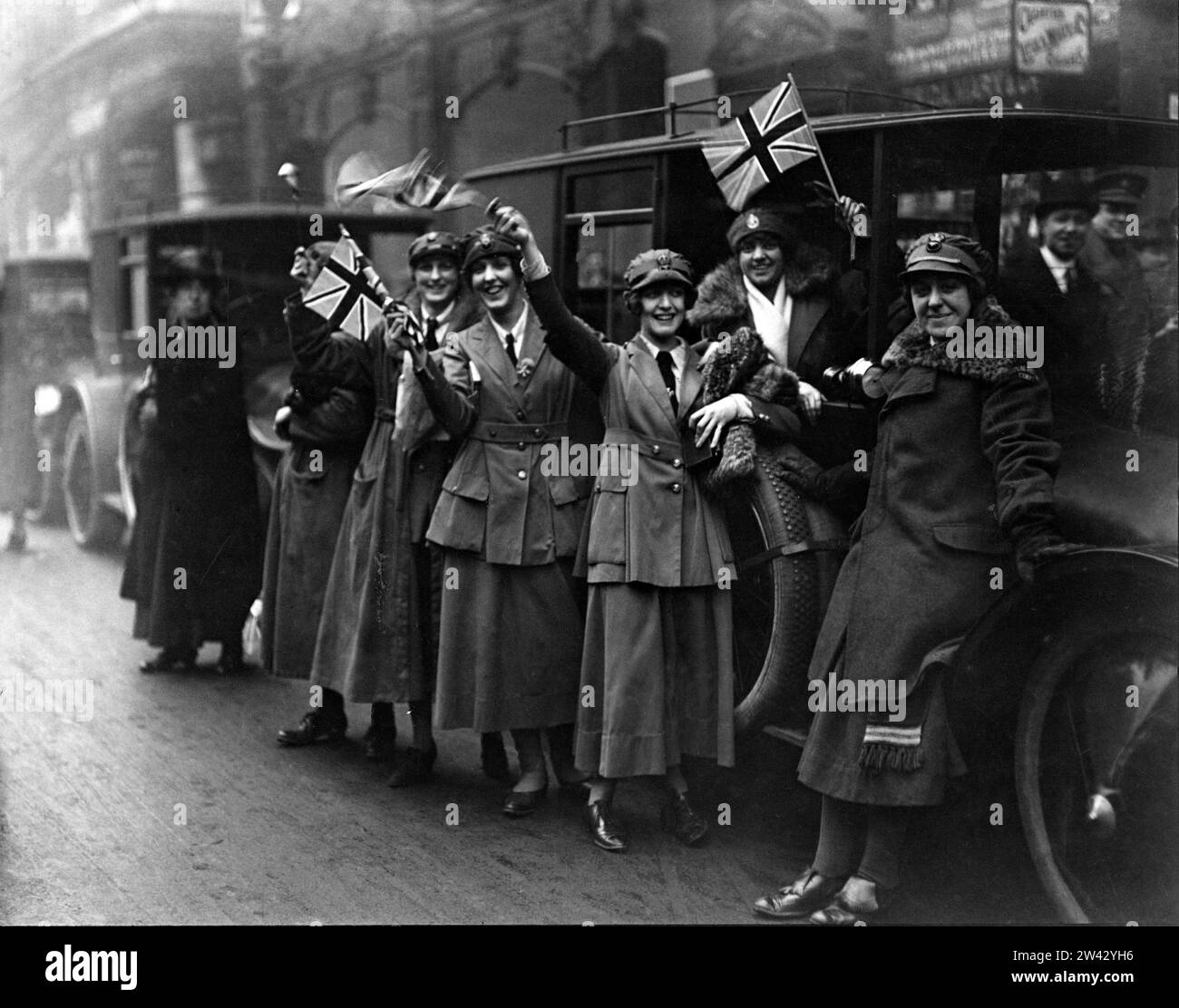 Official photograph showing group of women celebrating victory and ...