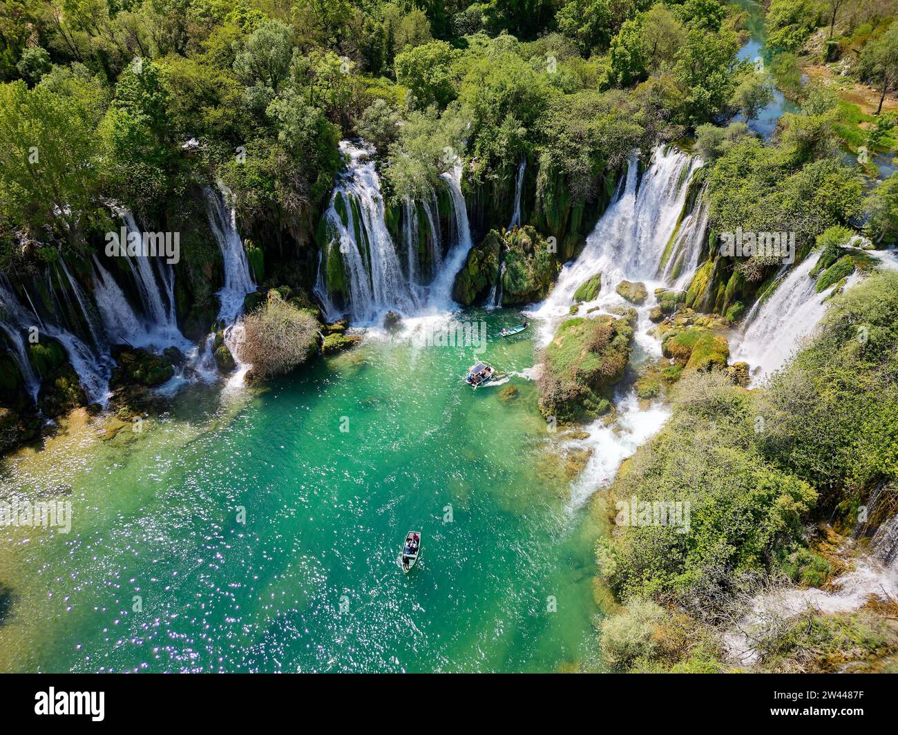 Aerial view of Kravica Waterfall in Bosnia and Herzegovina. The Kravica ...