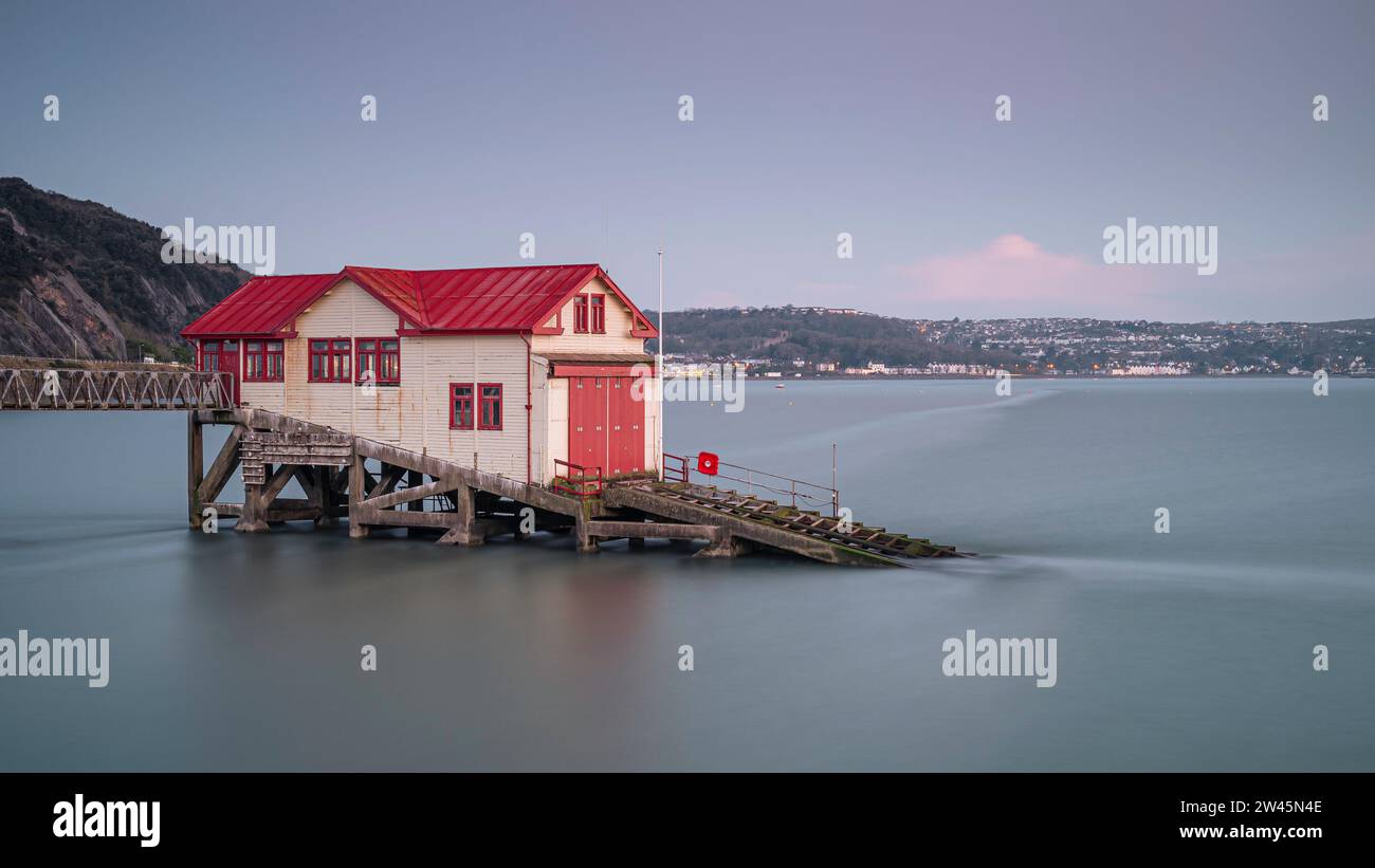 Old lifeboat (RNLI) station in Swansea Bay, near the Mumbles, south ...