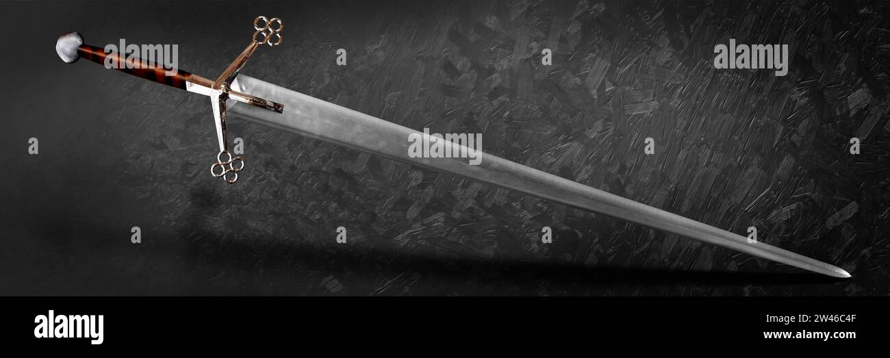 ancient claymore great sword dark background Stock Photo - Alamy