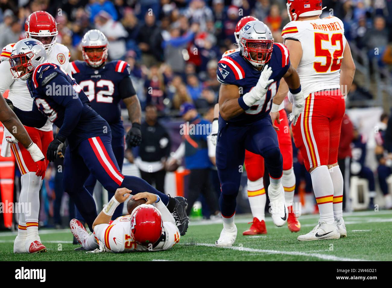 New England Patriots defensive end Deatrich Wise Jr. (91) celebrates ...