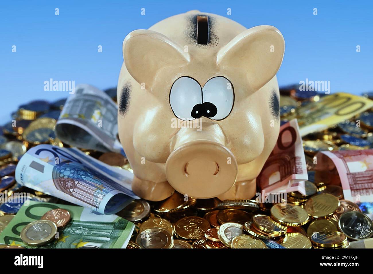 Symbolfoto Geld, Glück, Sparen, Sparen, Sparschwein, Euro-Münzen, Euro ...