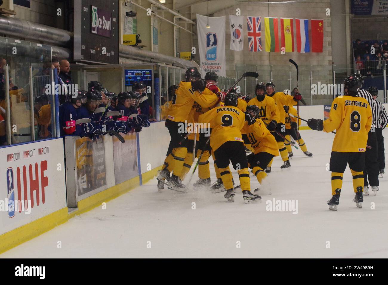 Dumfries, 12 December 2023. Lithuania celebrating their overtime win ...