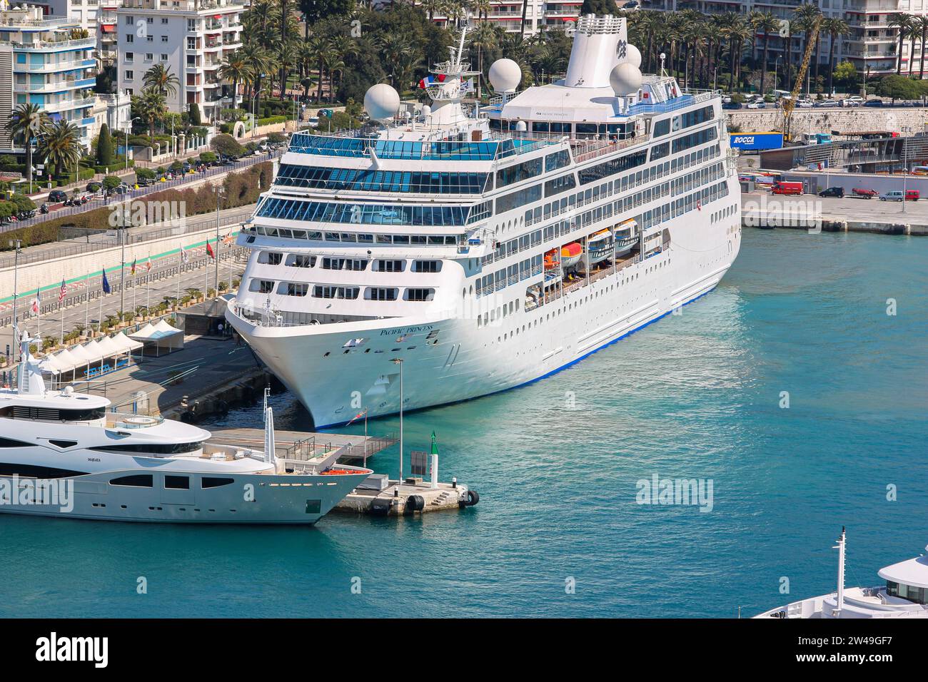 Cruise ship Pacific Princess (now Azamara Onward) in the port of Nice ...