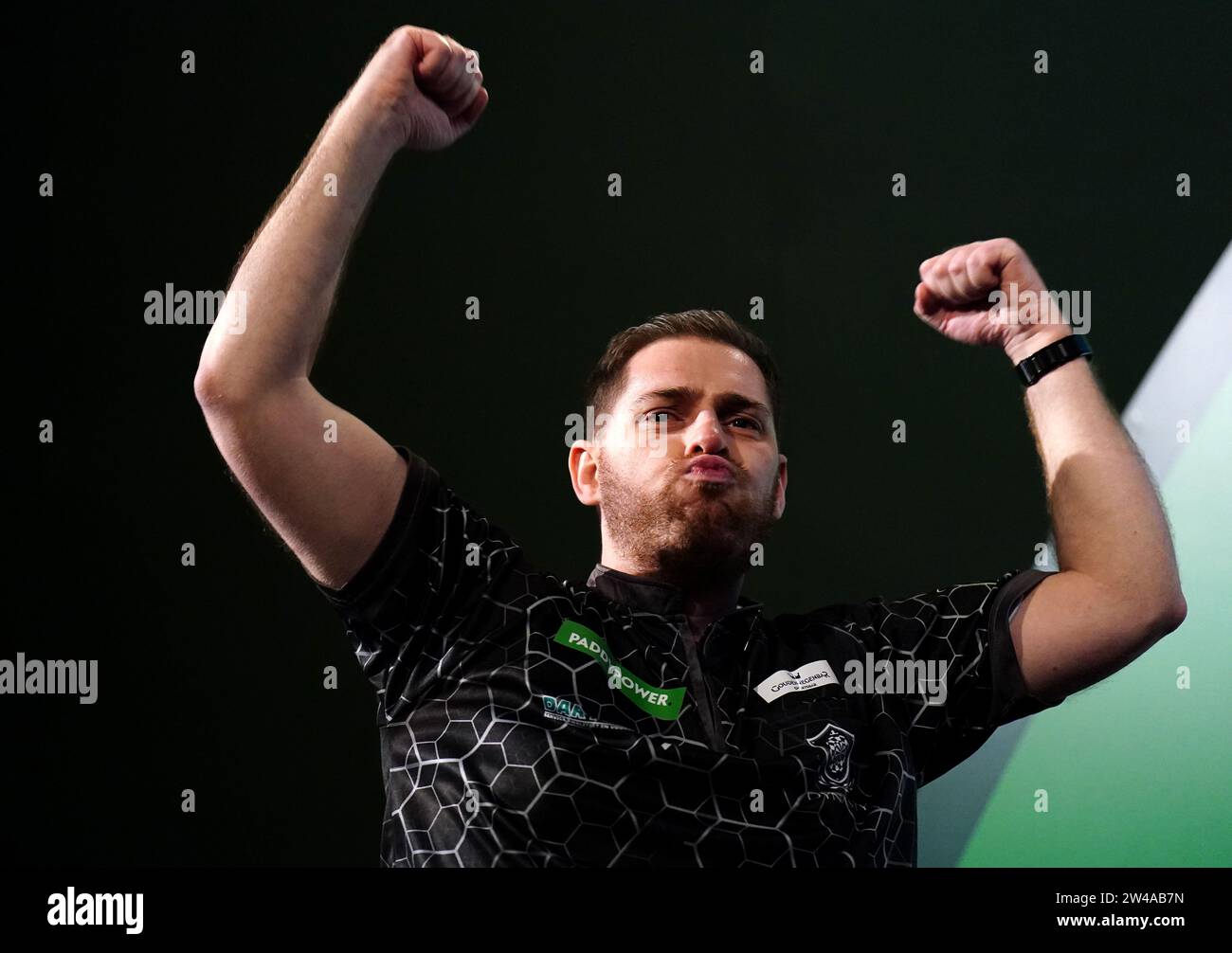 Berry van Peer walks out to play Luke Woodhouse (not pictured) on day ...