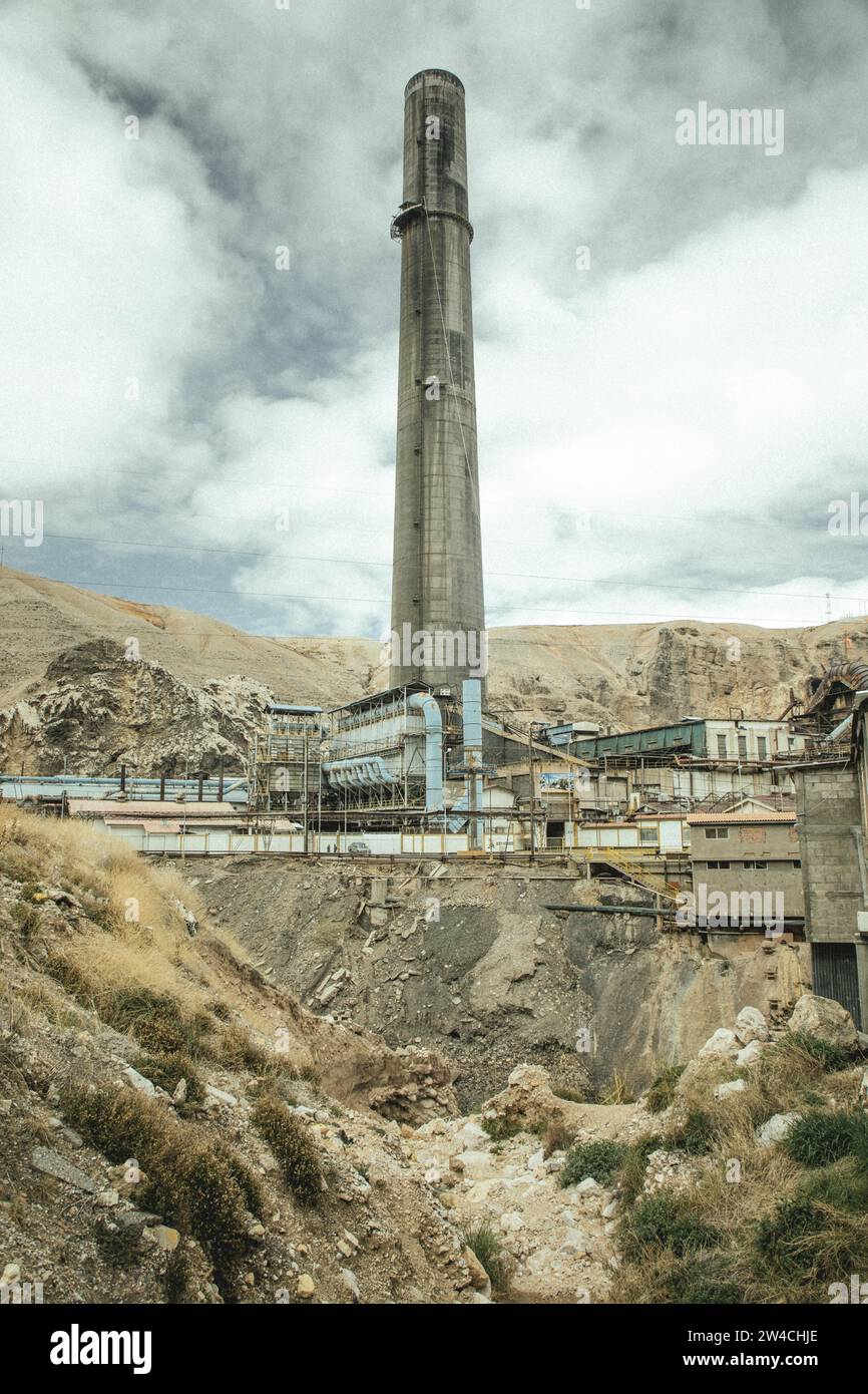 Chimney of the smelting furnace, La Oroya, Peru Stock Photo - Alamy