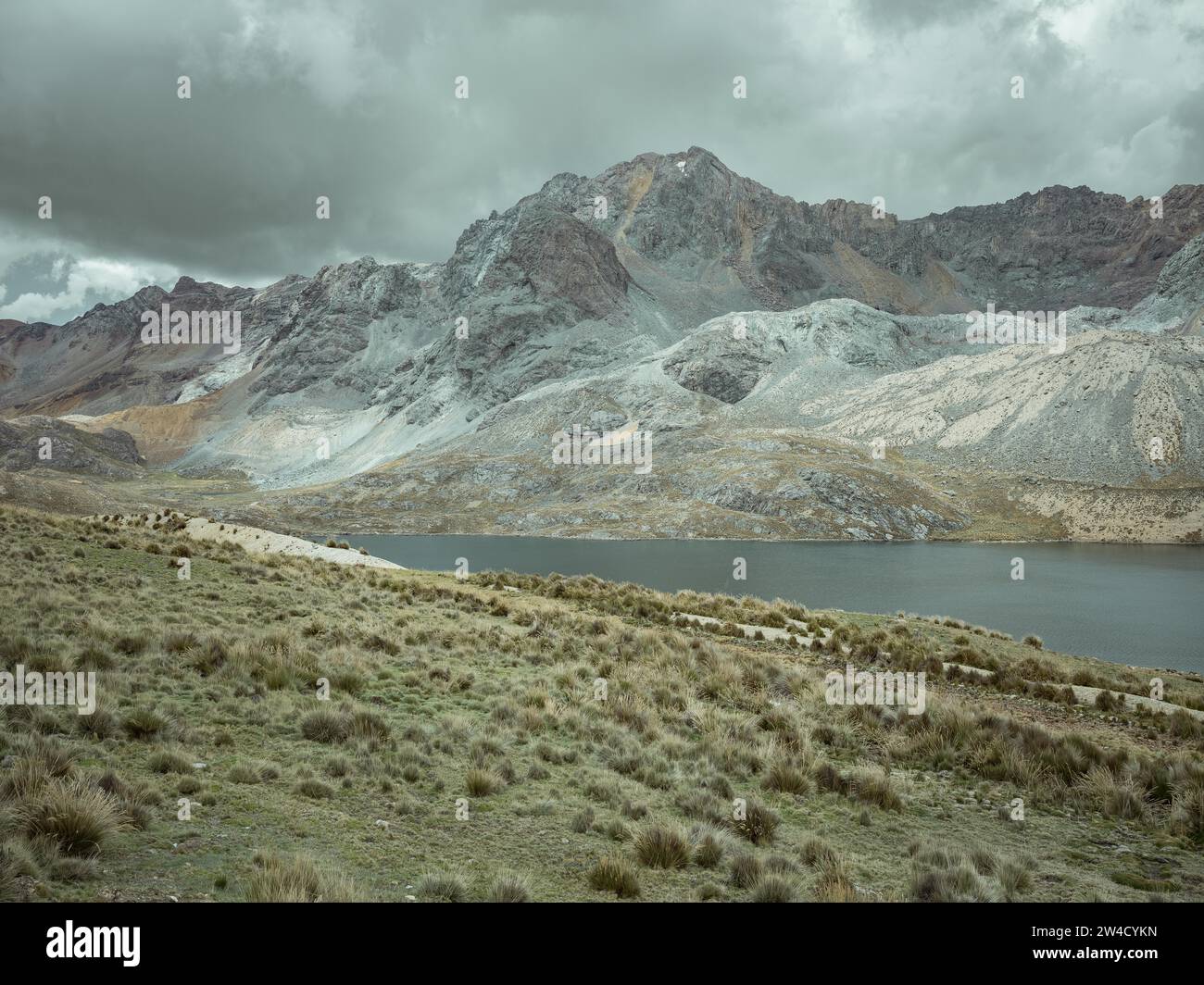 Landscape in the Andean highlands near Laguna Huacracocha, Ticlio, Peru ...