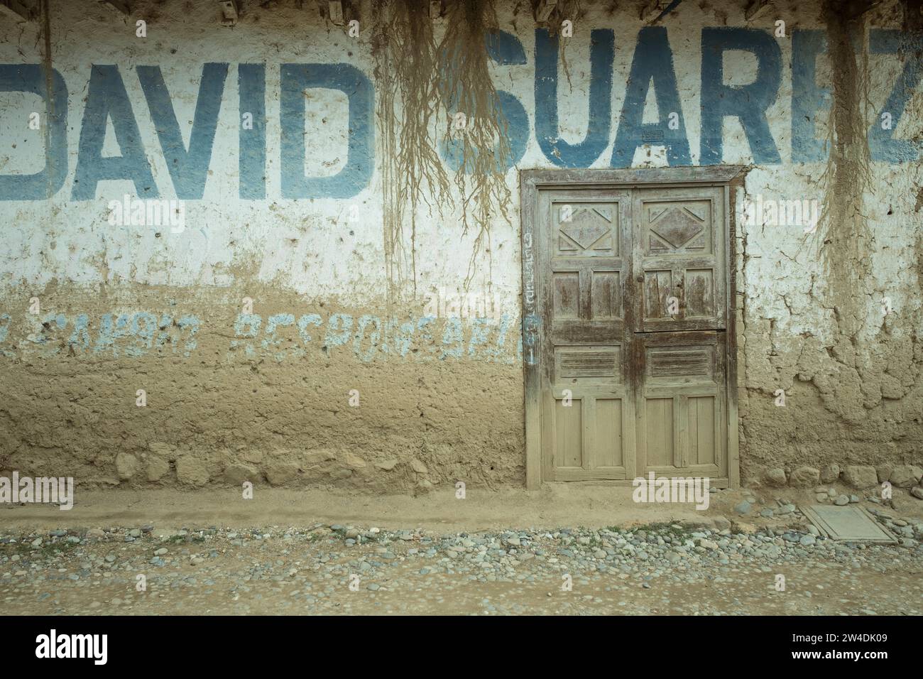 Election slogan on a house wall, San Pedro de Sano, Peru Stock Photo ...