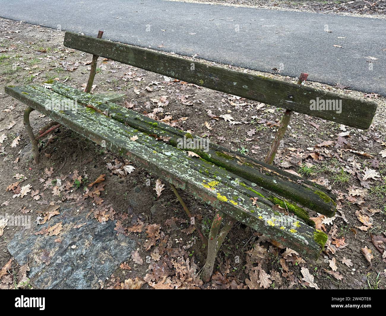 Old ruined park bench hi-res stock photography and images - Alamy