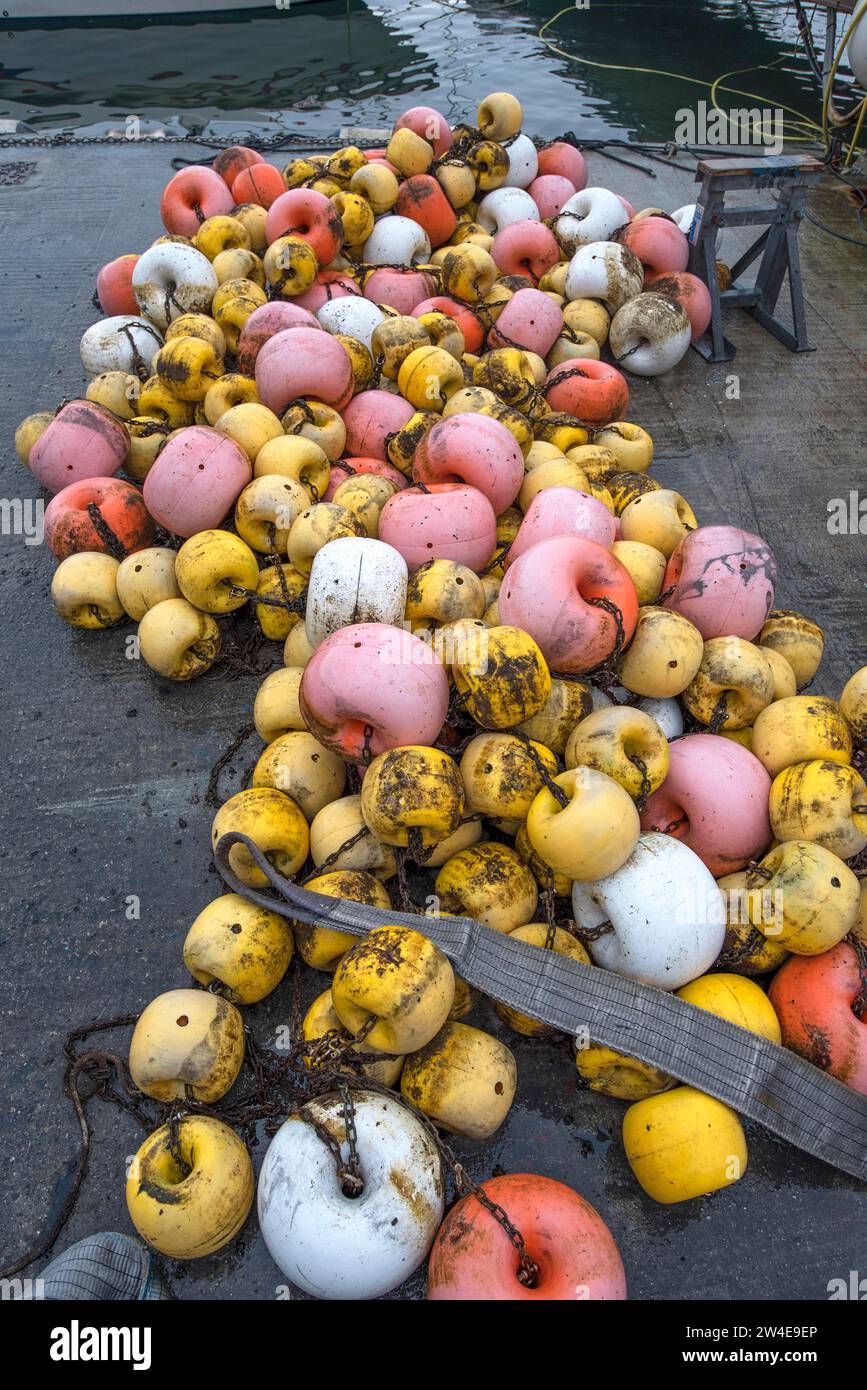 Floats for deep-sea fishermen's nets in the harbour of Portofino, Italy ...