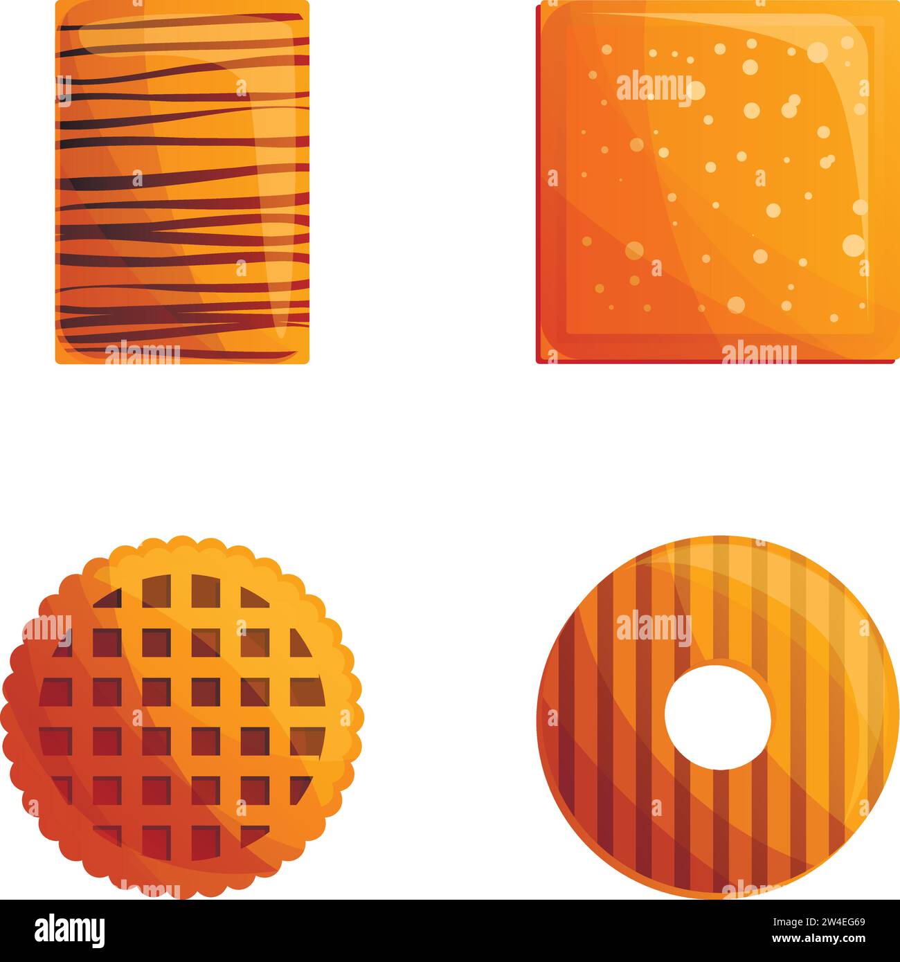 Biscuit baking icons set cartoon vector. Cookie. Sweet food Stock ...