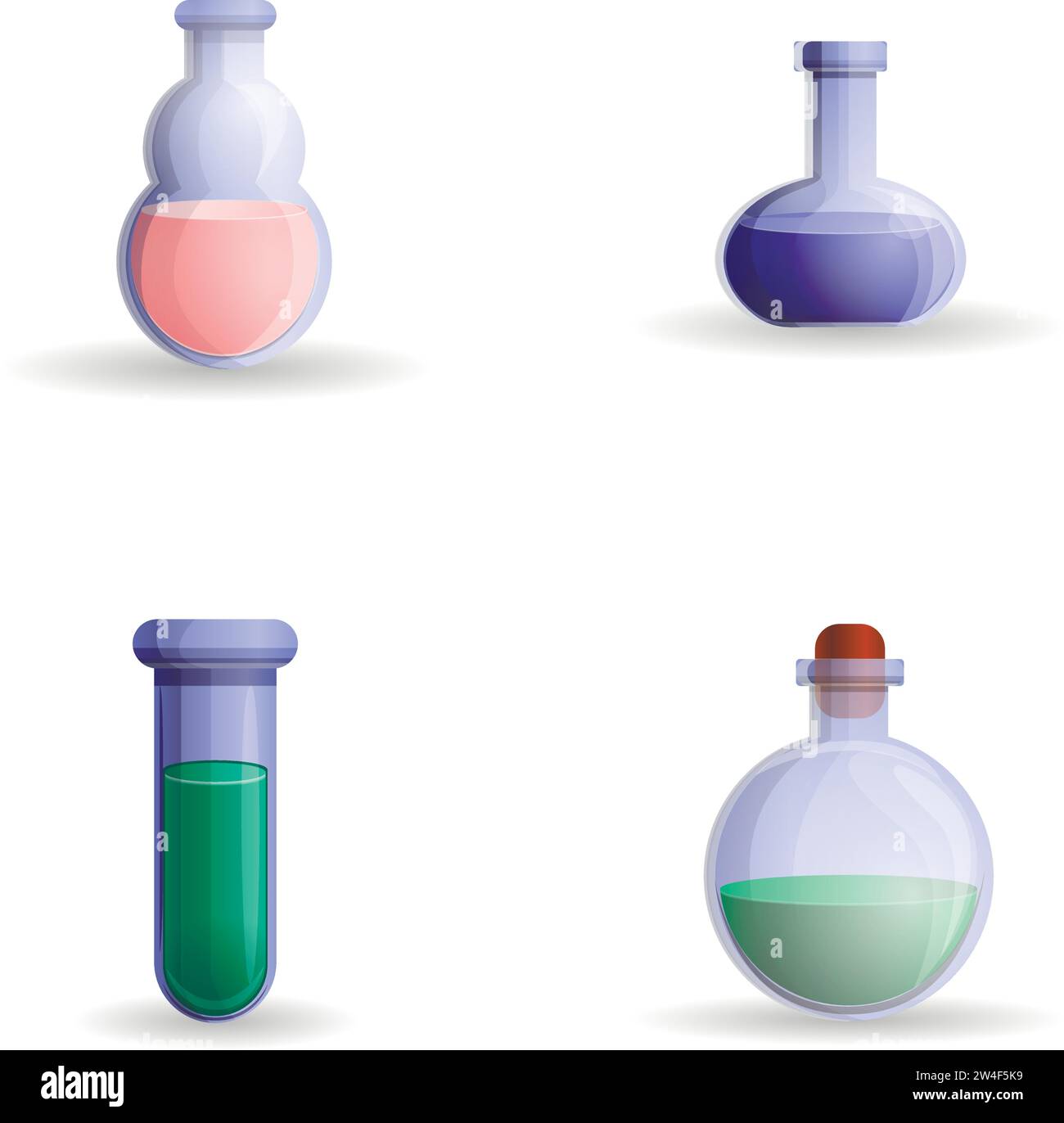 Laboratory equipment icons set cartoon vector. Lab glassware. Medical ...