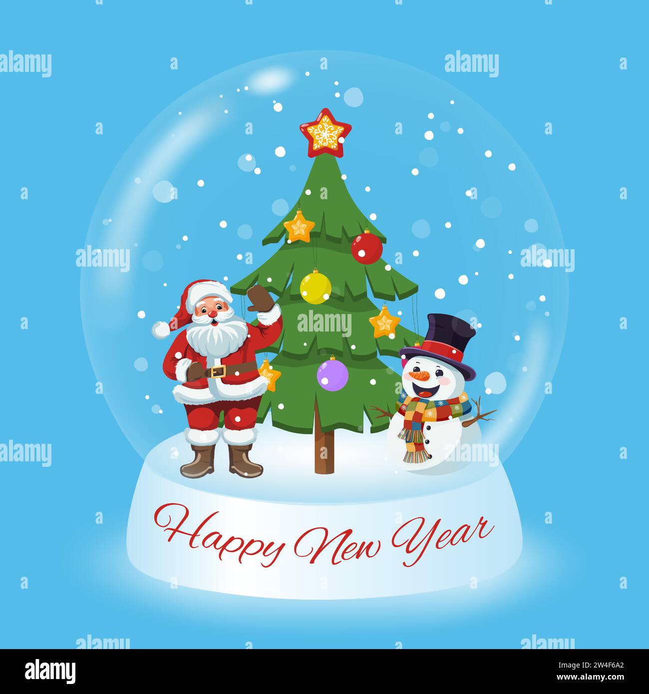 Glass snow globe with Santa Claus, snowman, Christmas tree with ...