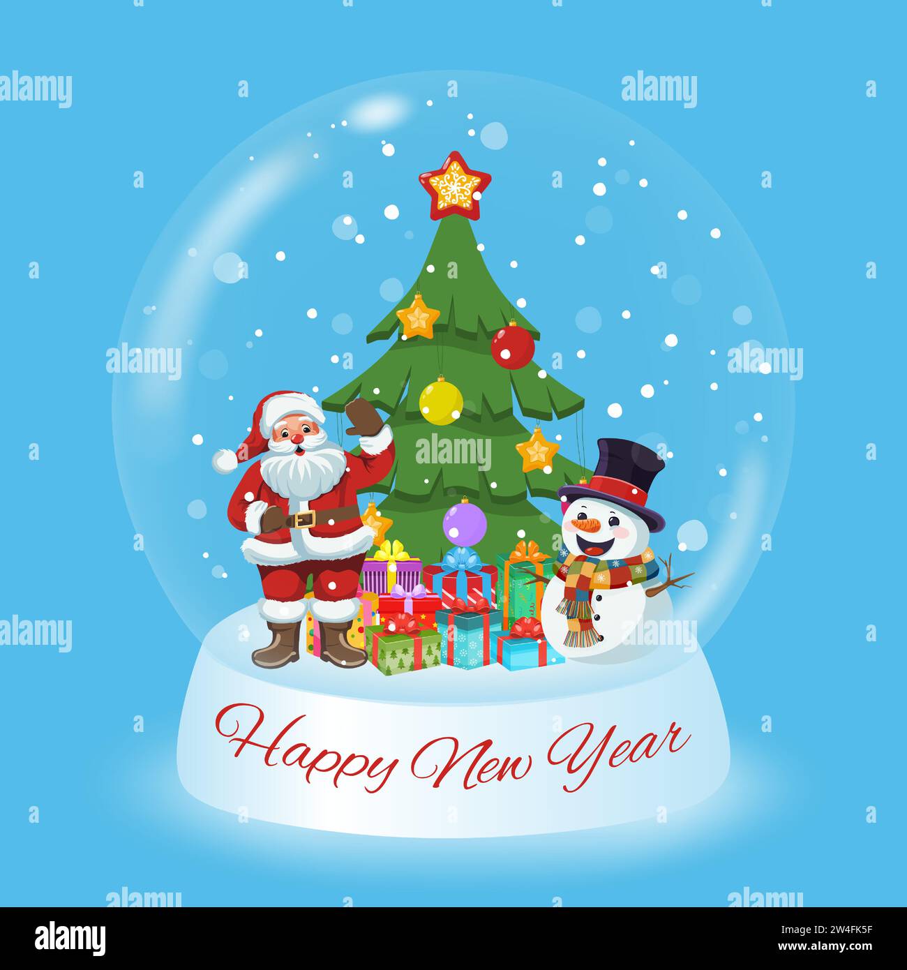Snow Globe With Santa Claus Snowman Christmas Tree With Ornaments