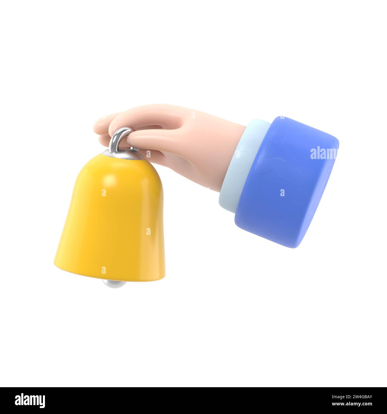 Cartoon Gesture Icon Mockup.Cartoon hand holding bell.3D rendering on ...