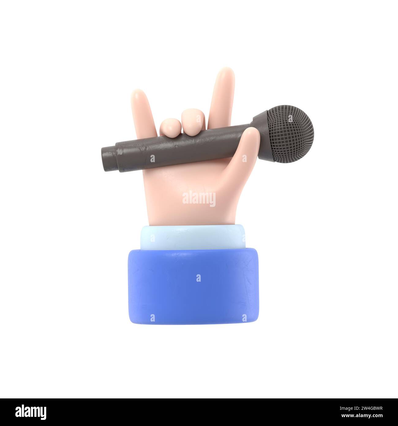 Cartoon Gesture Icon Mockup.Cartoon hand holding microphone and showing ...