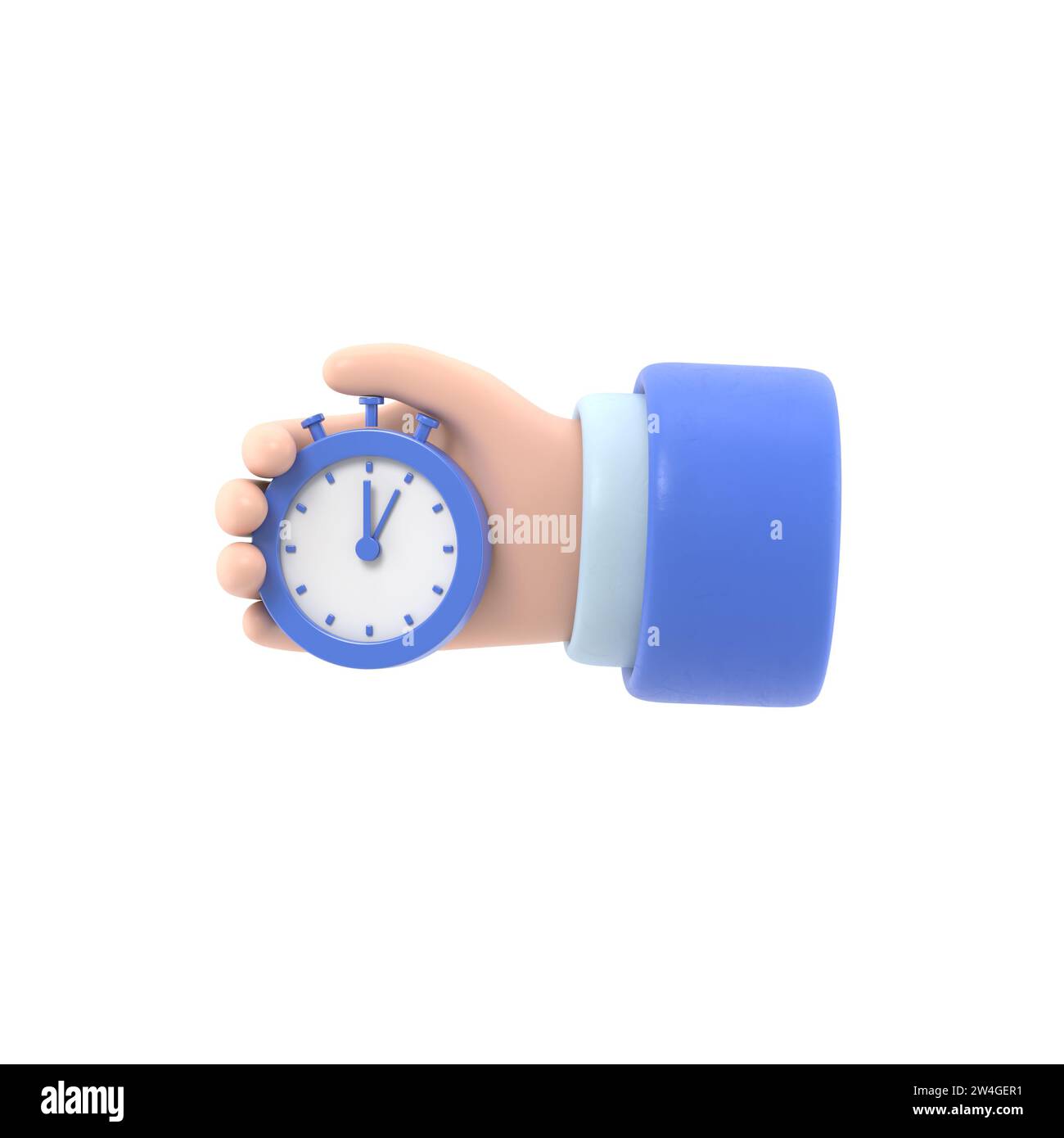 Cartoon Gesture Icon Mockup.Cartoon hand with a stopwatch.3D rendering ...