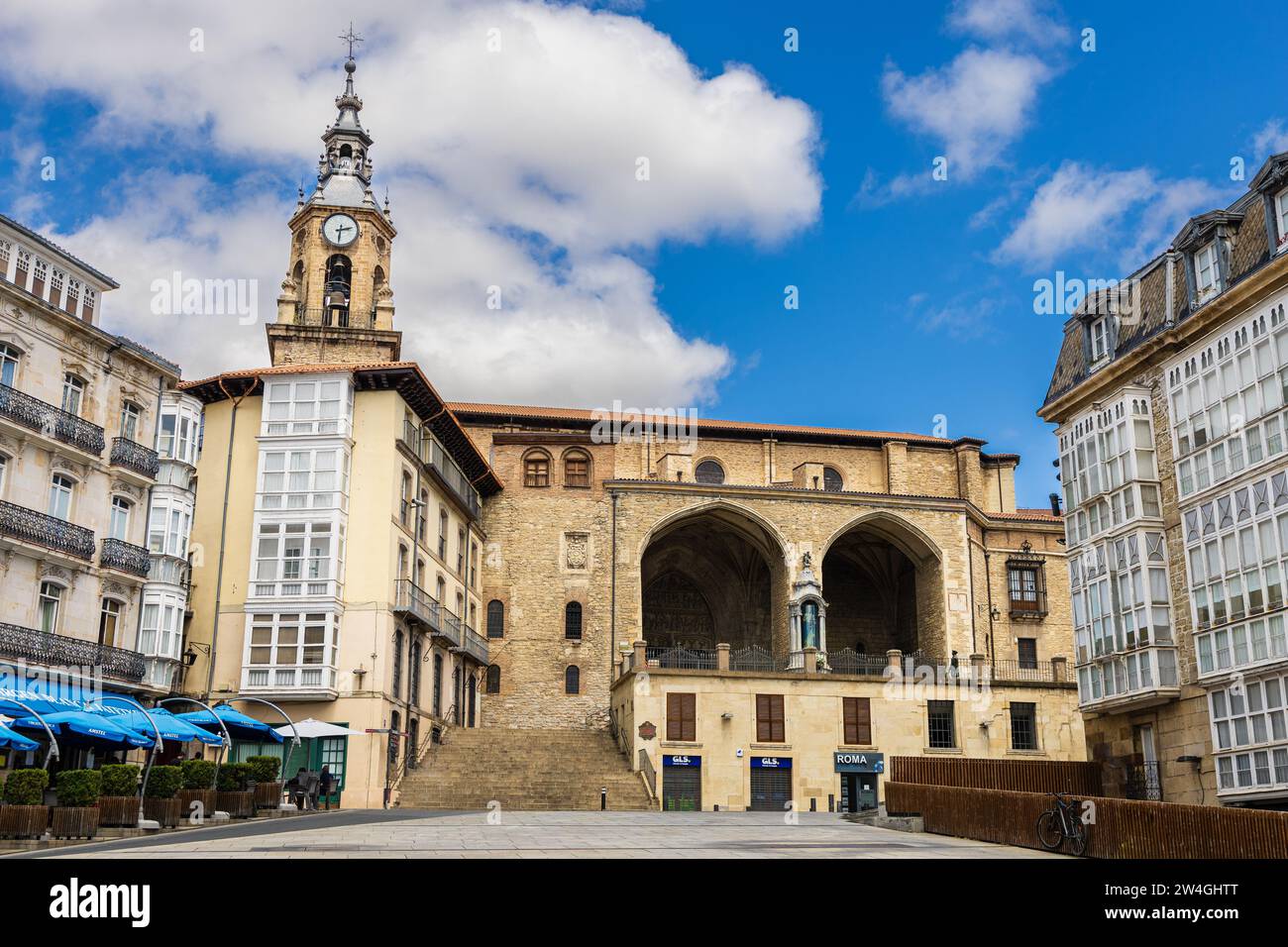 San Miguel Arcangel Church and Plaza de la Virgen Blanca. Square ...