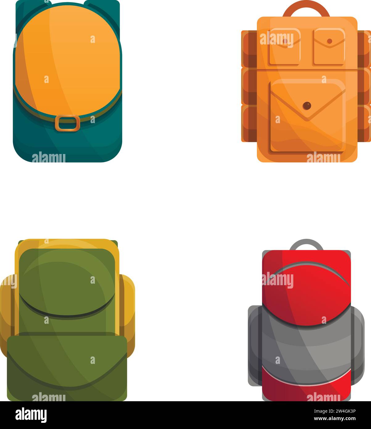 School backpack icons set cartoon vector. School bag. Modern accessory ...
