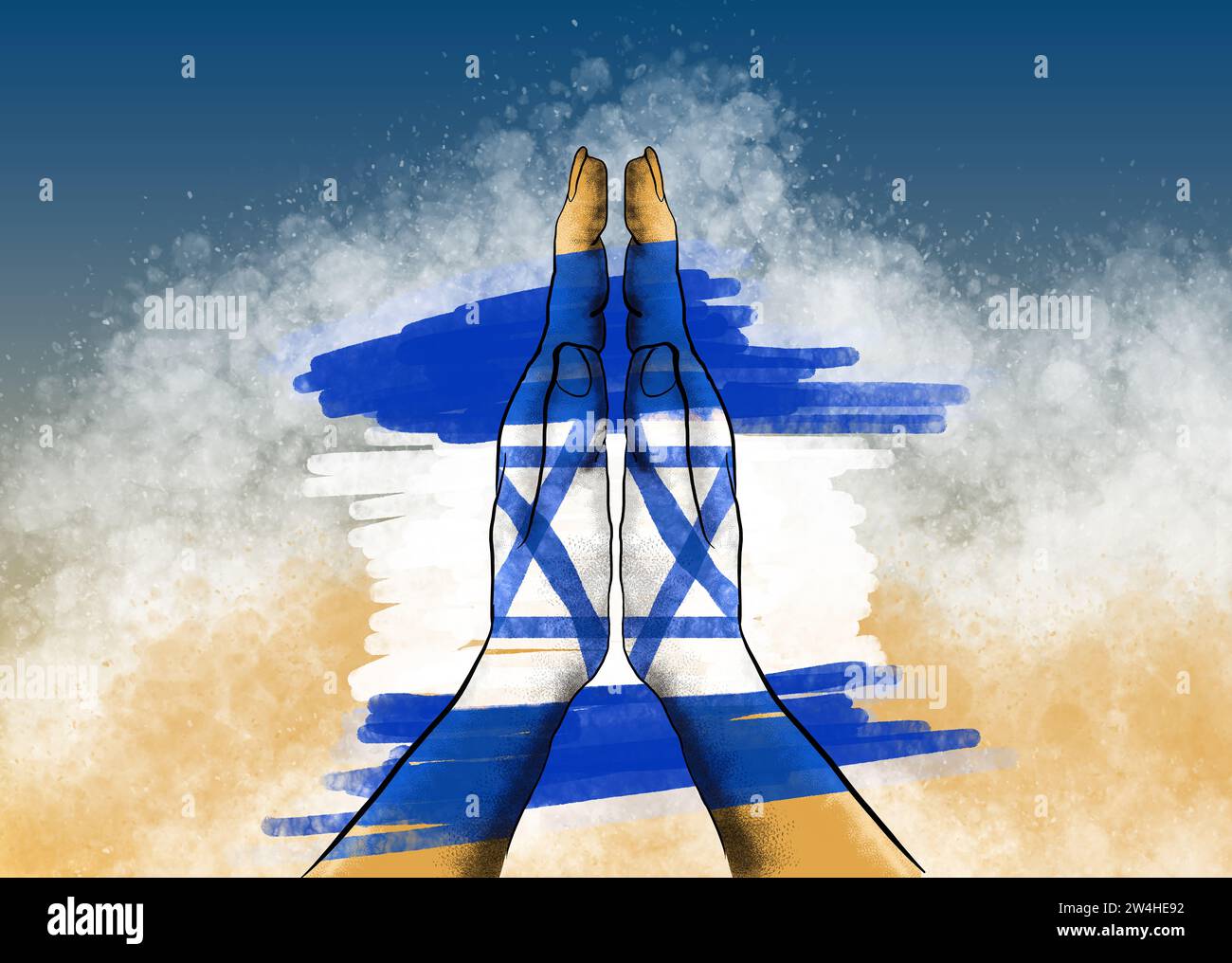 illustration hands together with flag of israel Stock Photo - Alamy