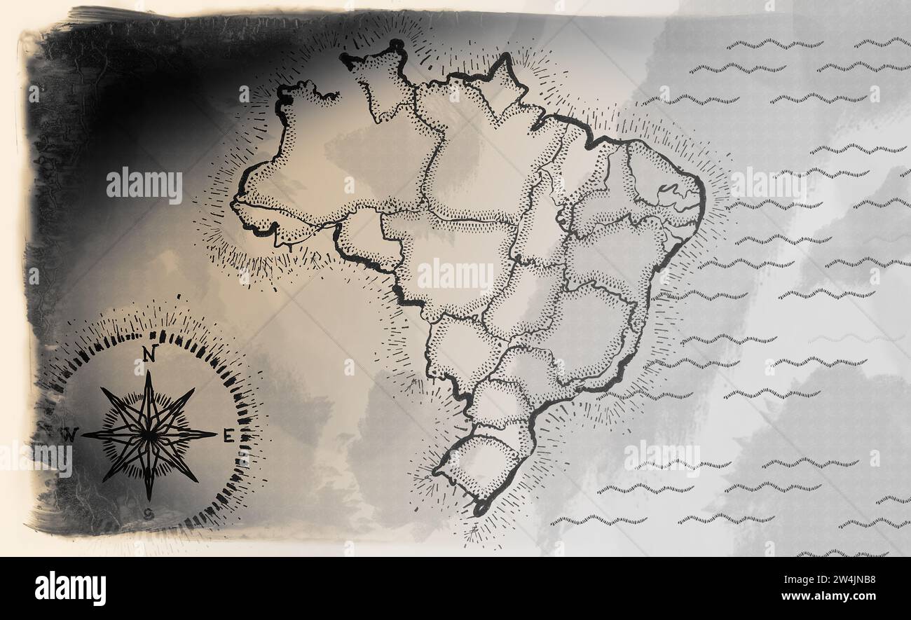 ANCIENT PARCHMENT MAP OF BRAZIL Stock Photo - Alamy