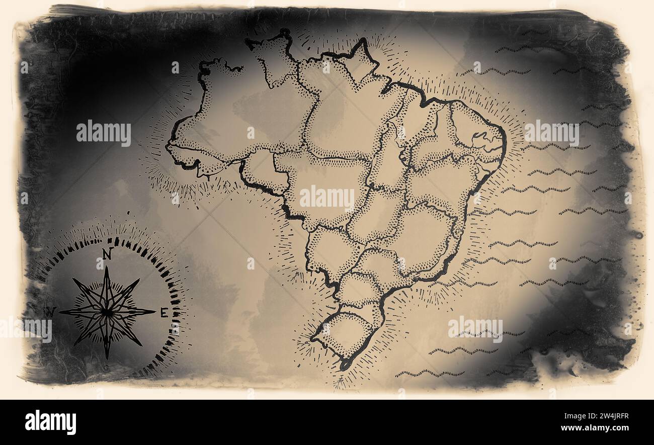 ANCIENT PARCHMENT MAP OF BRAZIL Stock Photo - Alamy