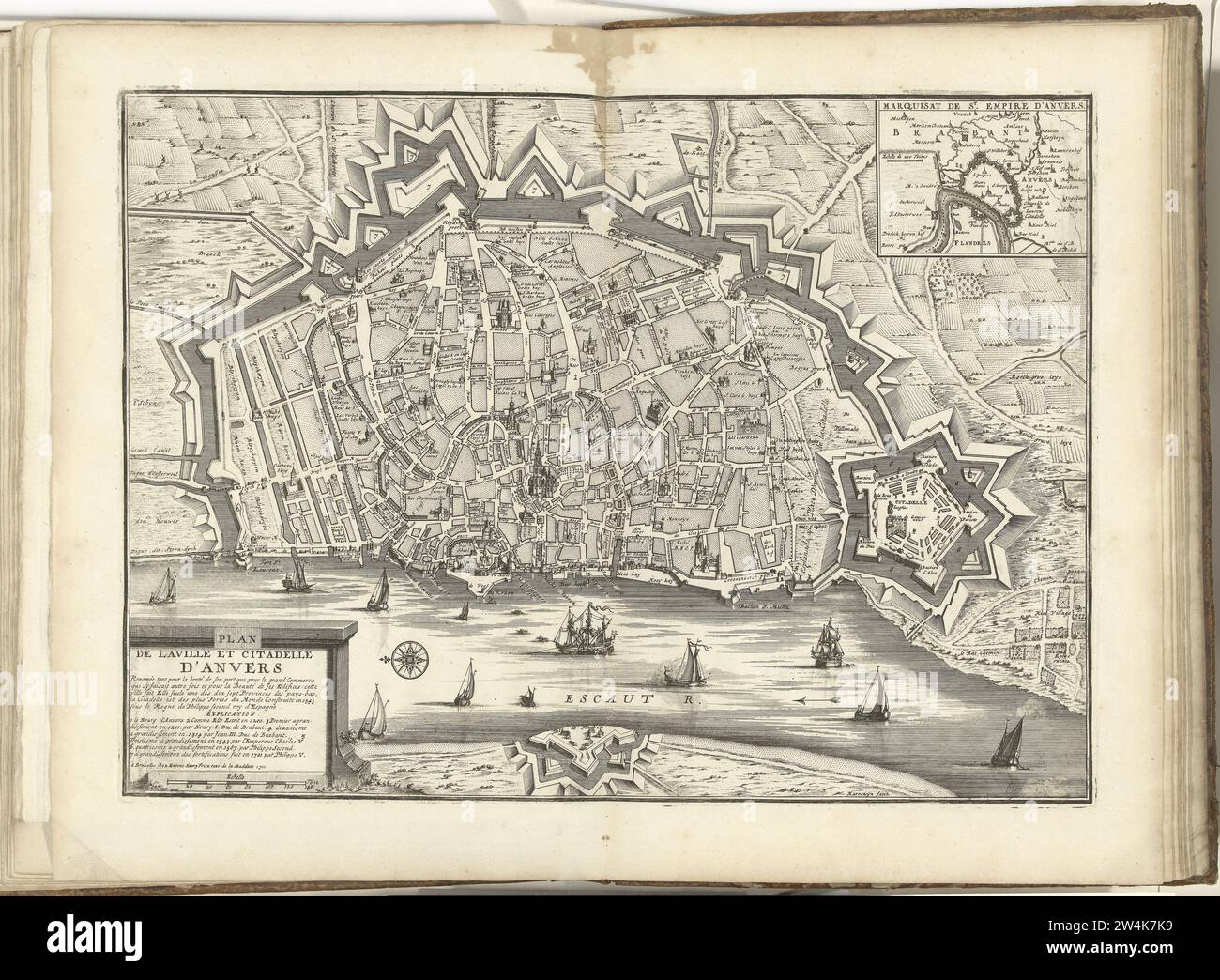 Map of Antwerp, 1711, 1711 Map of Antwerp, 1711. At the top right a bet ...